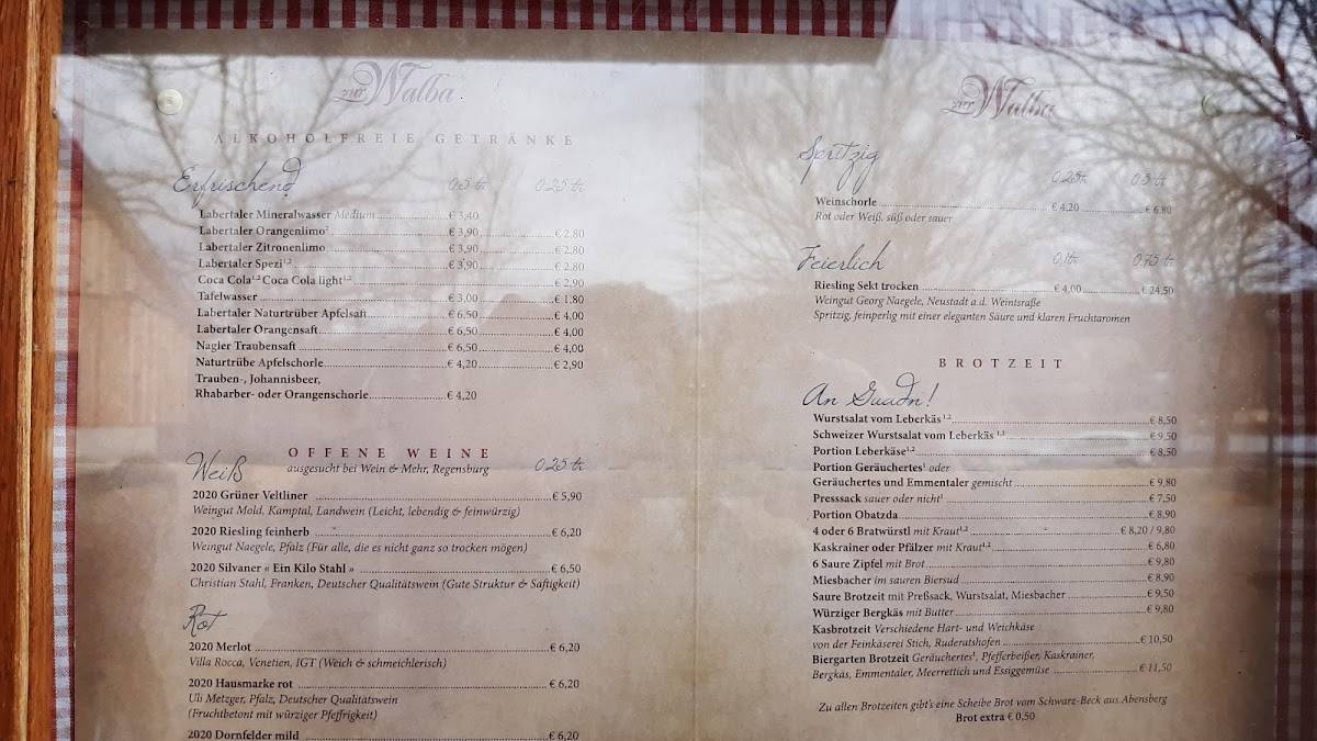 Menu au Gasthof „zur Walba“ restaurant, Pentling