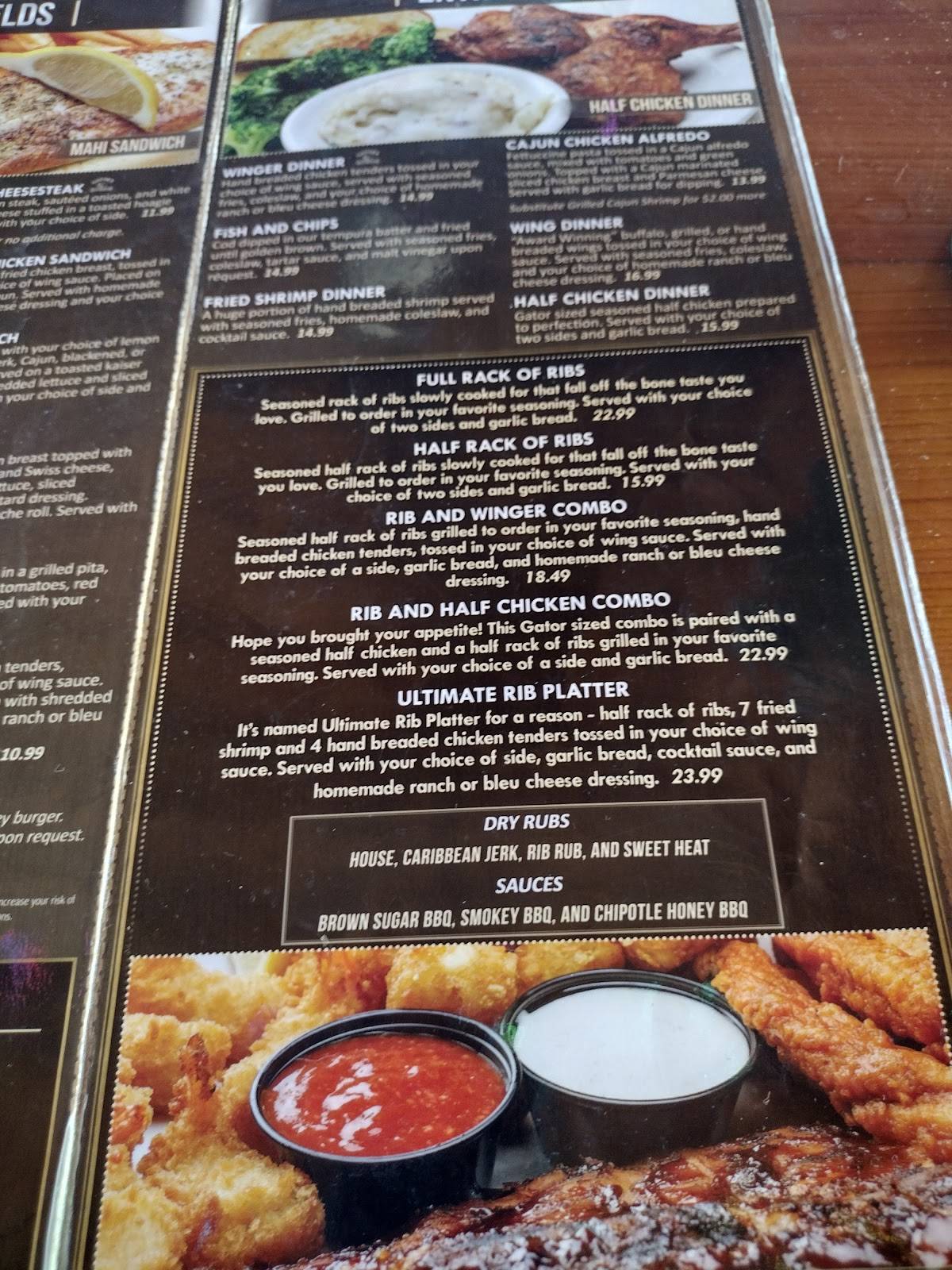 Menu at Gator's Portside Port Canaveral restaurant, Cape Canaveral