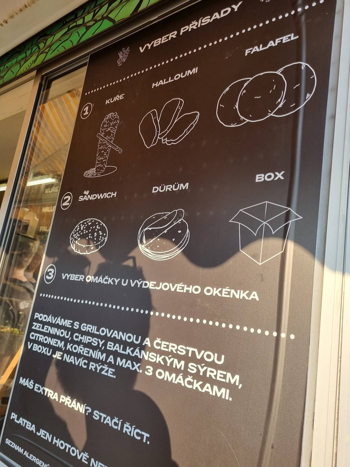 Menu at Gemüse Corner Kebab restaurant, Prague, Podolské nábř.