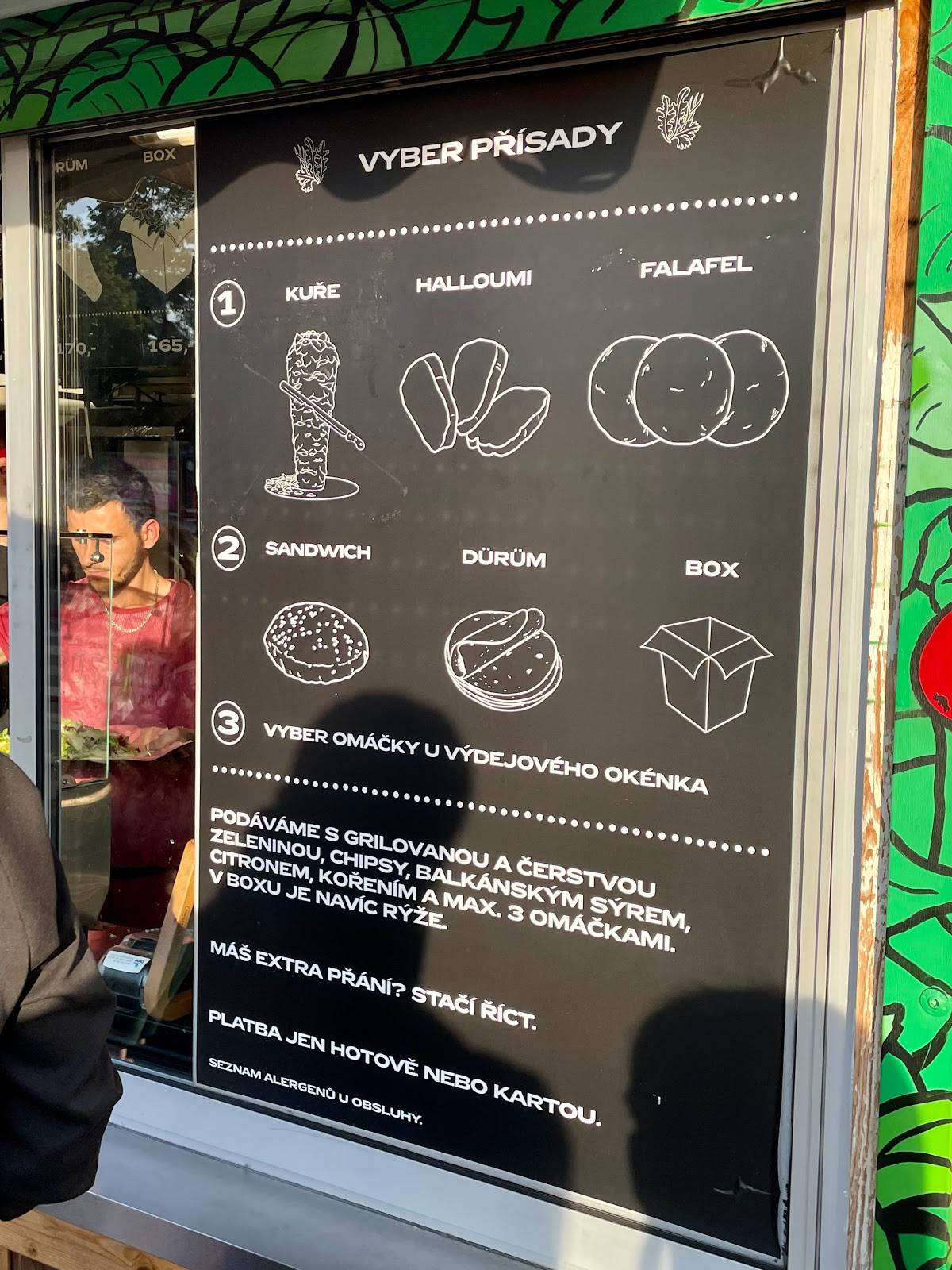 Menu at Gemüse Corner Kebab restaurant, Prague, Podolské nábř.