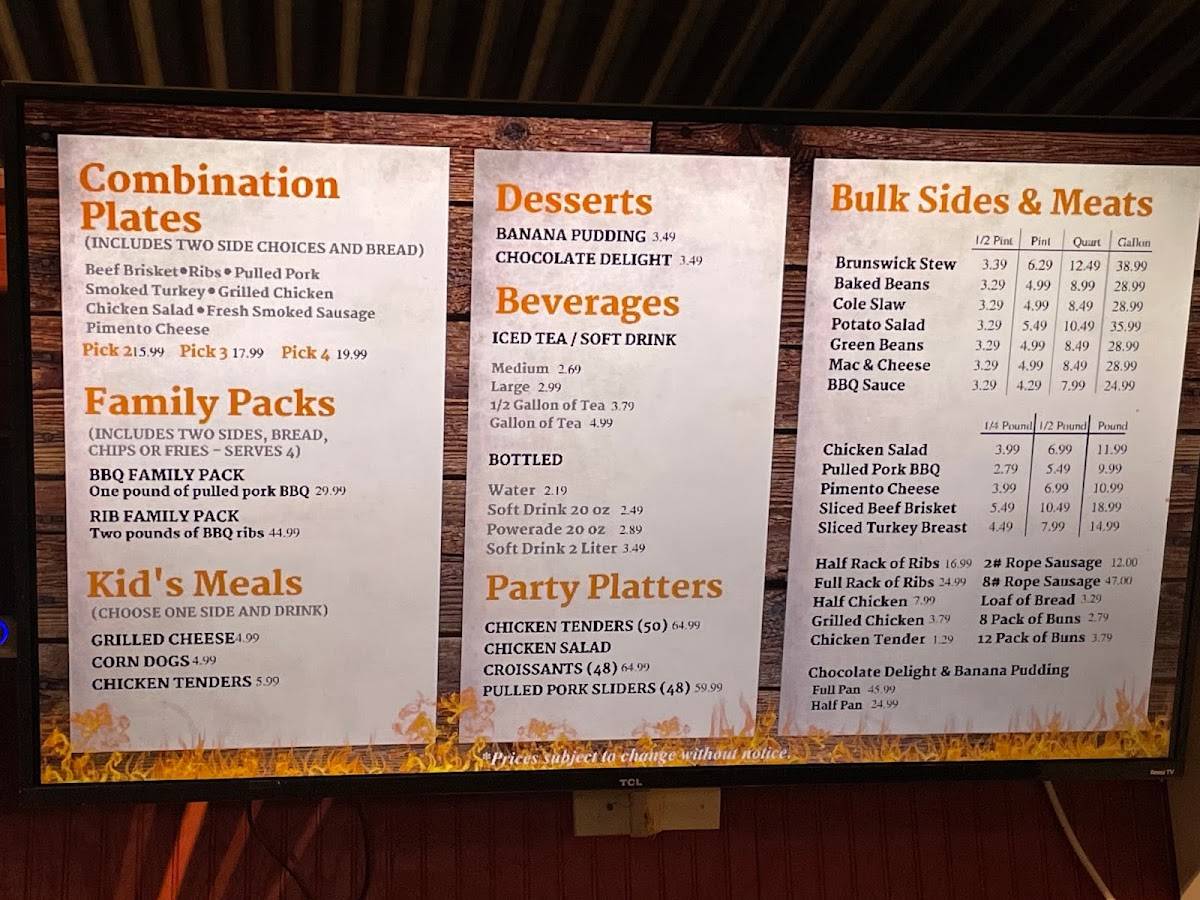 Menu at Georgia Bob's BBQ - Perry, GA, Perry