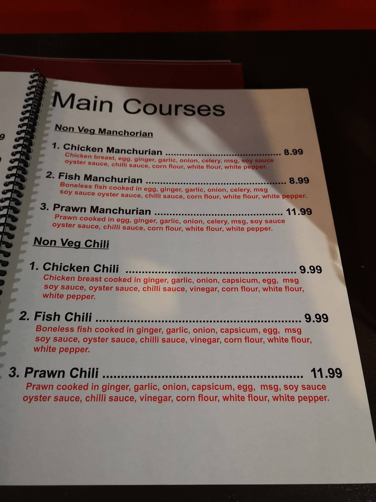 Menu at Ginger Garlic Nepalese Cuisine restaurant, Regina