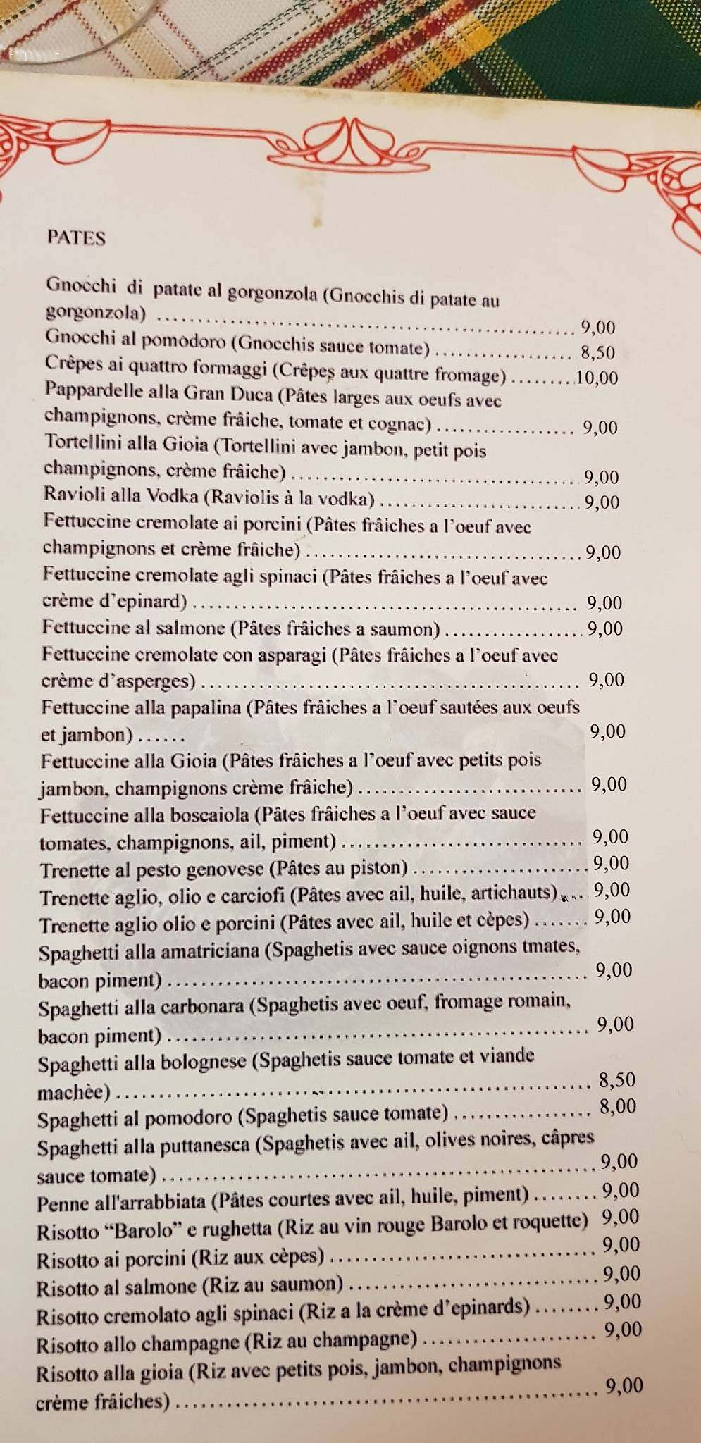 Menu da Gioia Mia Pisciapiano ristorante, Roma, Via degli Avignonesi