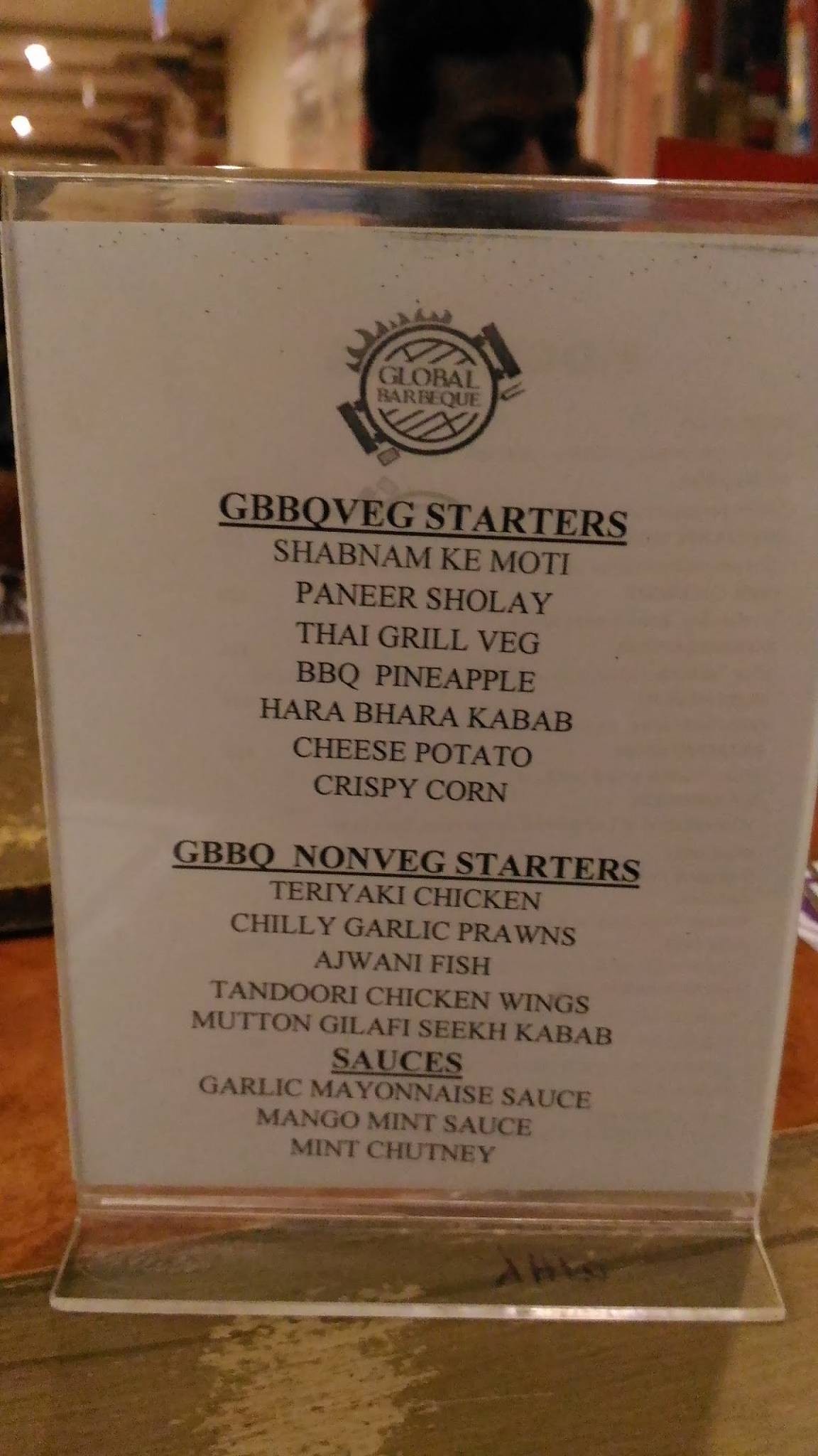 Menu at Global Barbeque, Coimbatore, Avinashi Road
