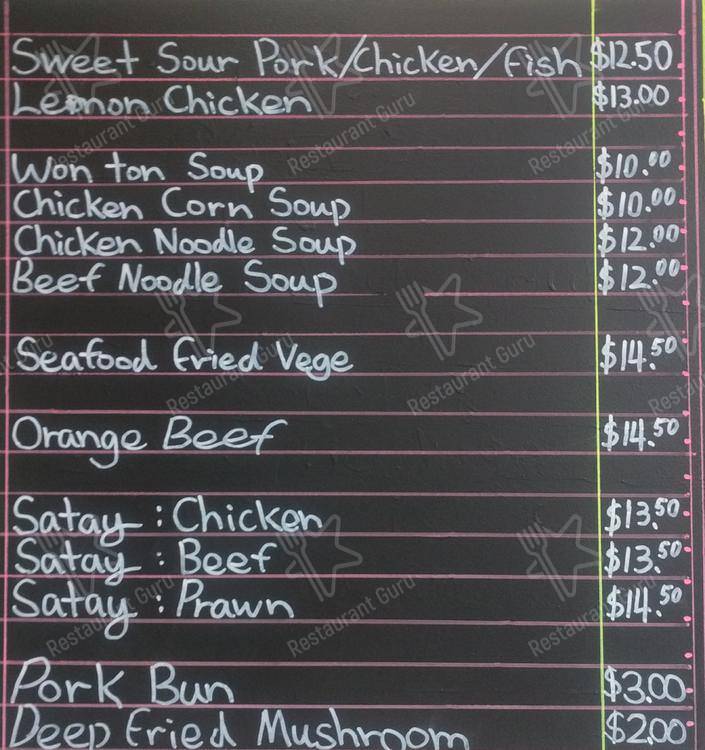 Menu at Go Fish restaurant, Lower Hutt