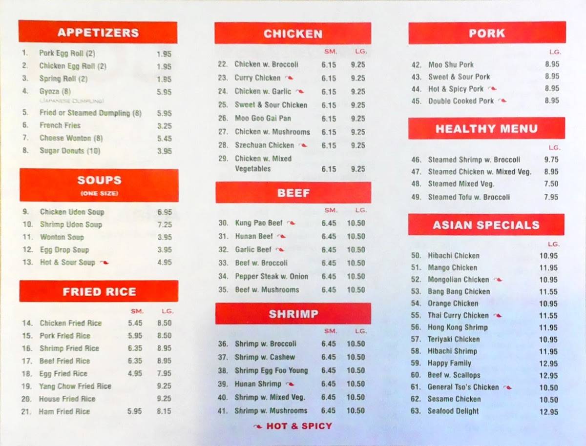 Menu at Goji Asian Kitchen restaurant, Lugoff