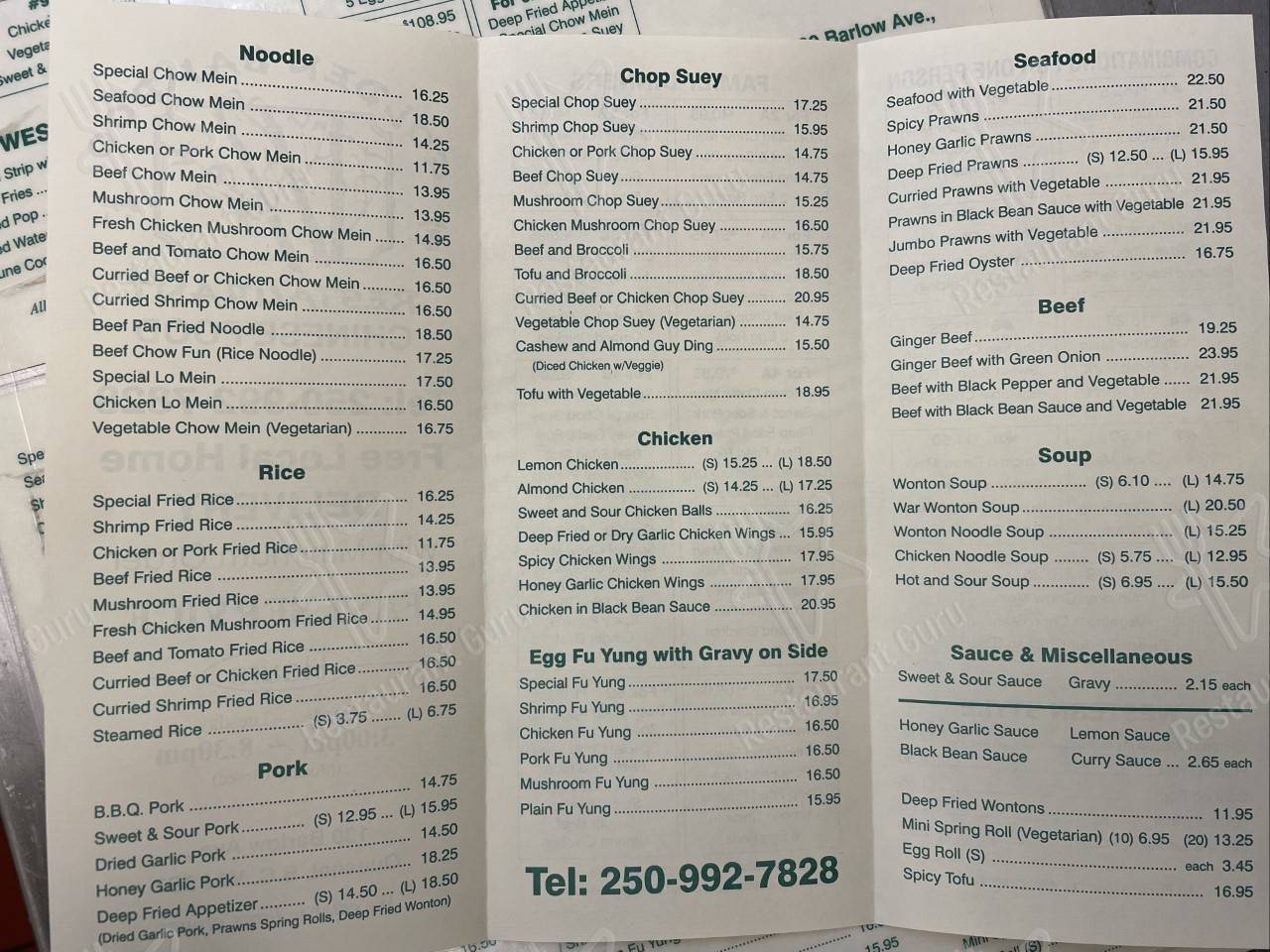 Menu at Golden Bamboo Restaurant, Quesnel