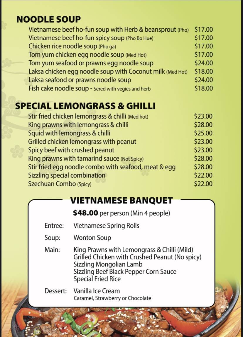 Menu at Golden Sun Chinese & Vietnamese Restaurant Capalaba, Capalaba