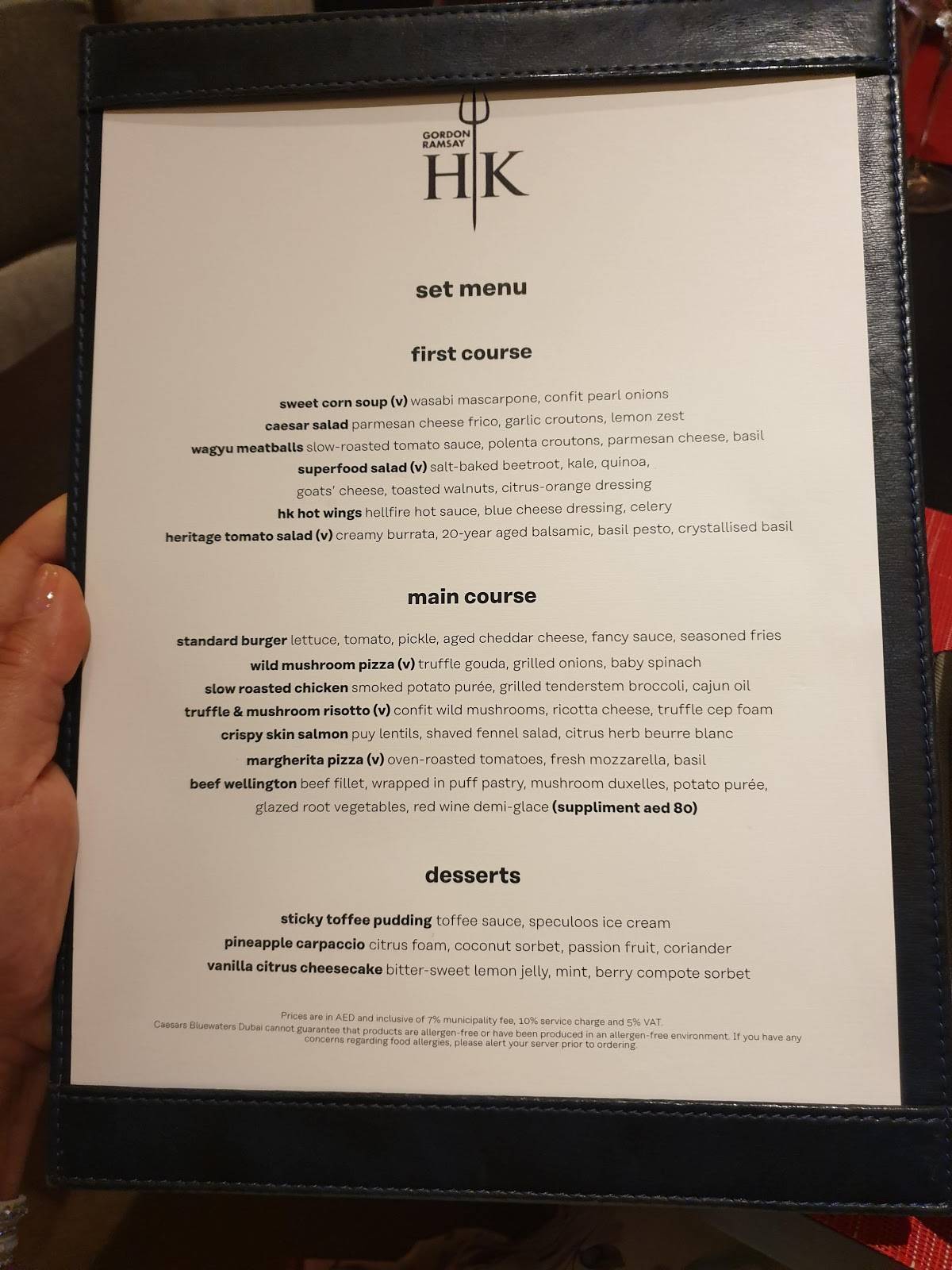 Menu at Gordon Ramsay Hell's Kitchen Dubai restaurant, Dubai