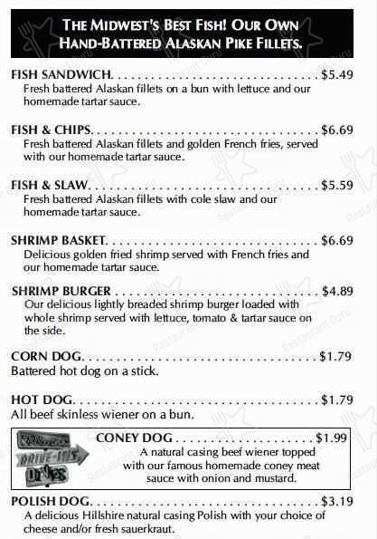 Menu at Gordy's Hi-Hat restaurant, Cloquet