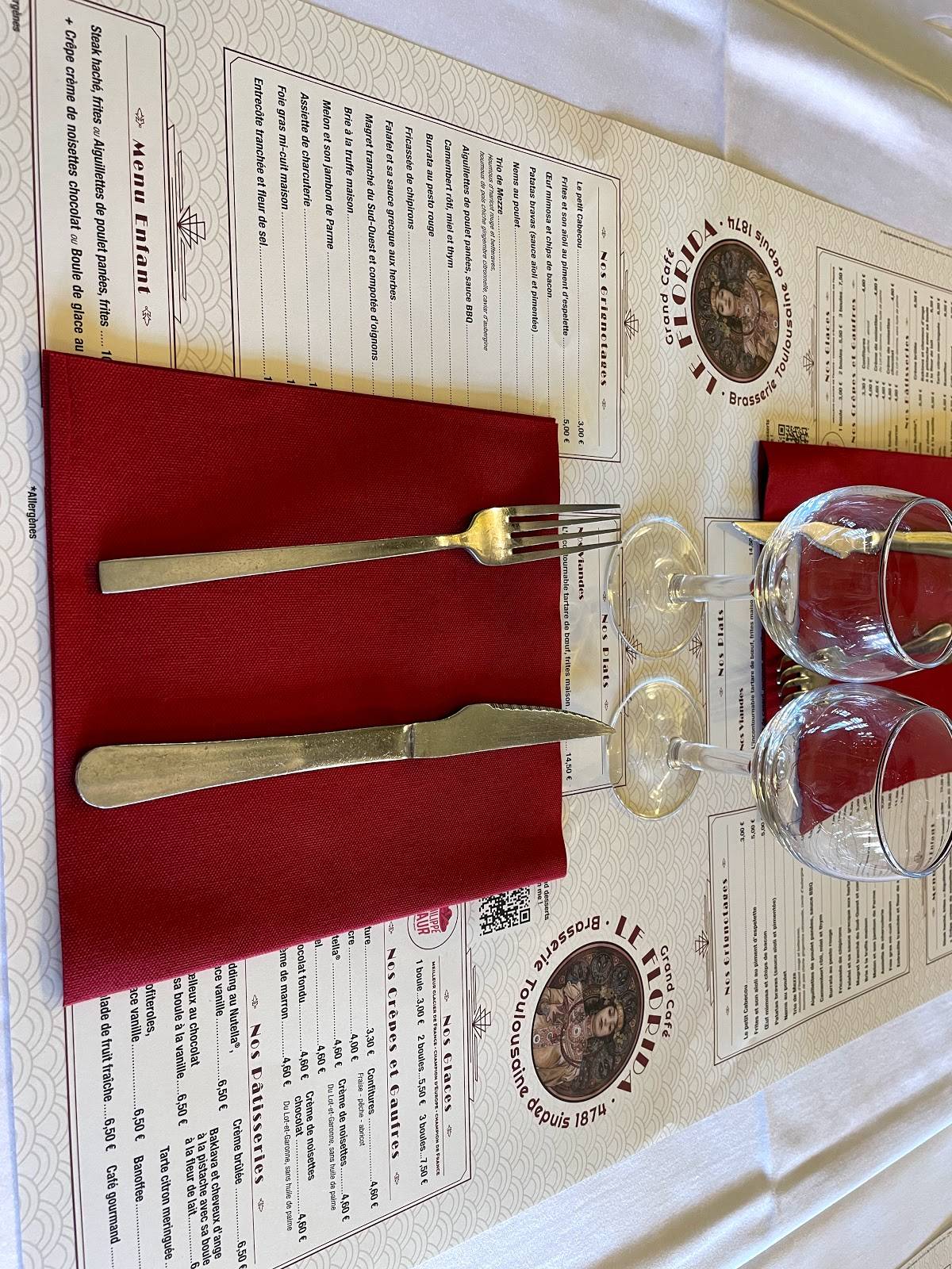 Menu au Grand Café Le Florida, Toulouse