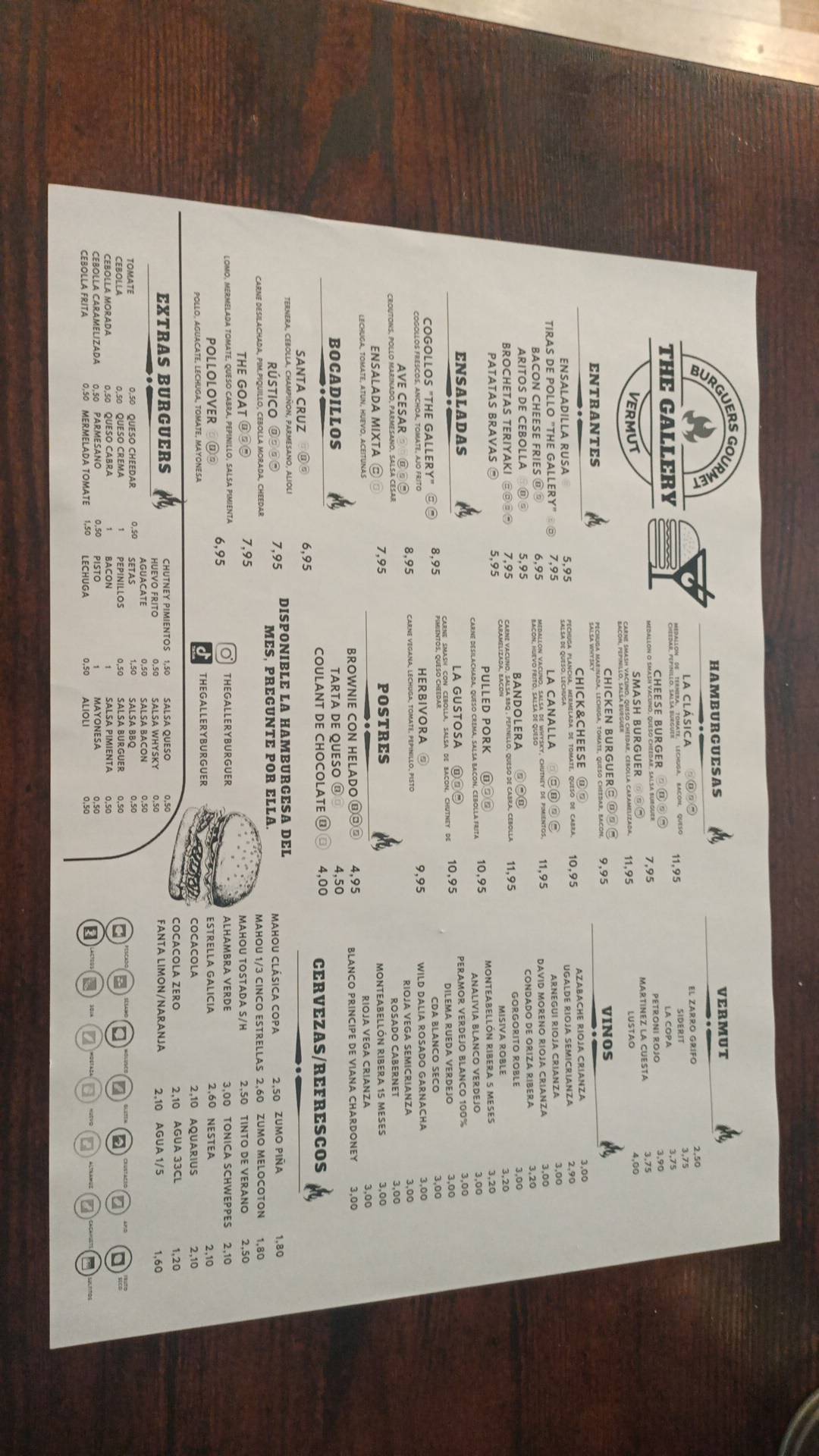Menu at Hamburgueseria The Gallery restaurant, Algarrobo-Costa