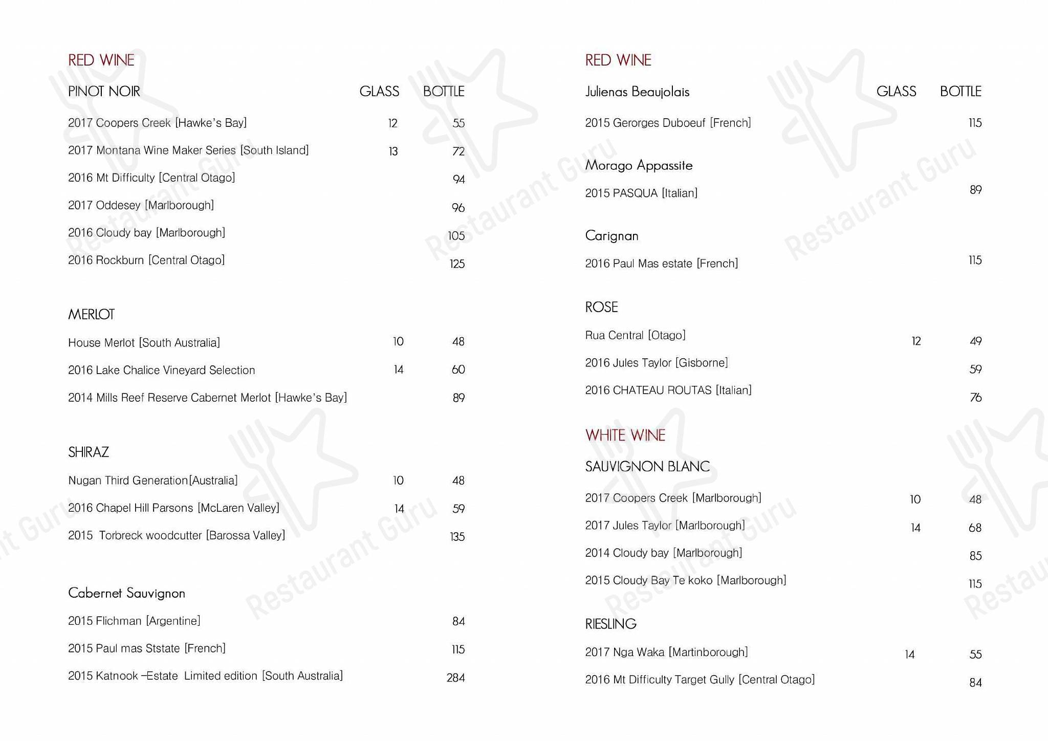 Menu at Hansik Restaurant & Bar, Auckland, Victoria Park Market 19drake st
