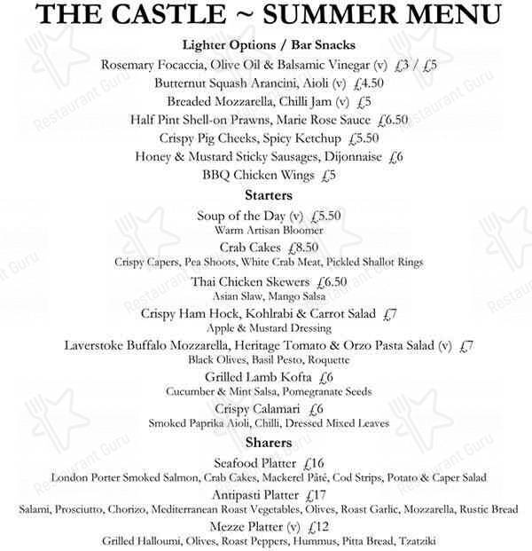 Menu at The Castle, Harrow pub & bar, Harrow, 30 West St