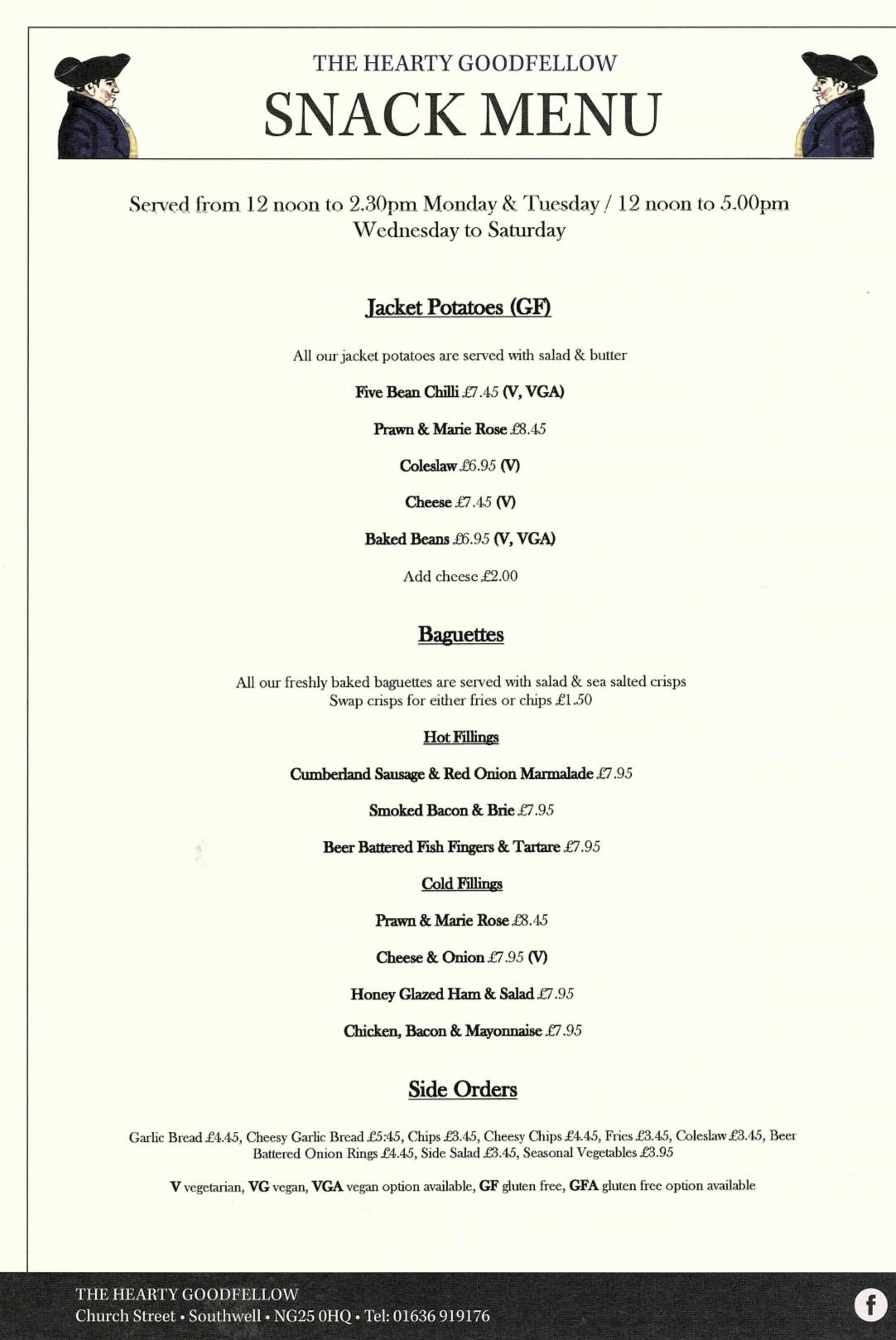 Menu at Hearty Goodfellow pub & bar, Southwell, 81 Church St