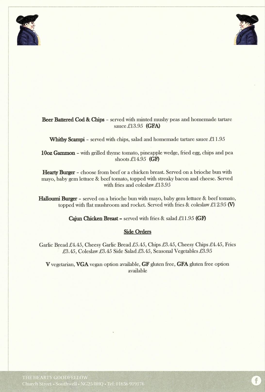 Menu at Hearty Goodfellow pub & bar, Southwell, 81 Church St