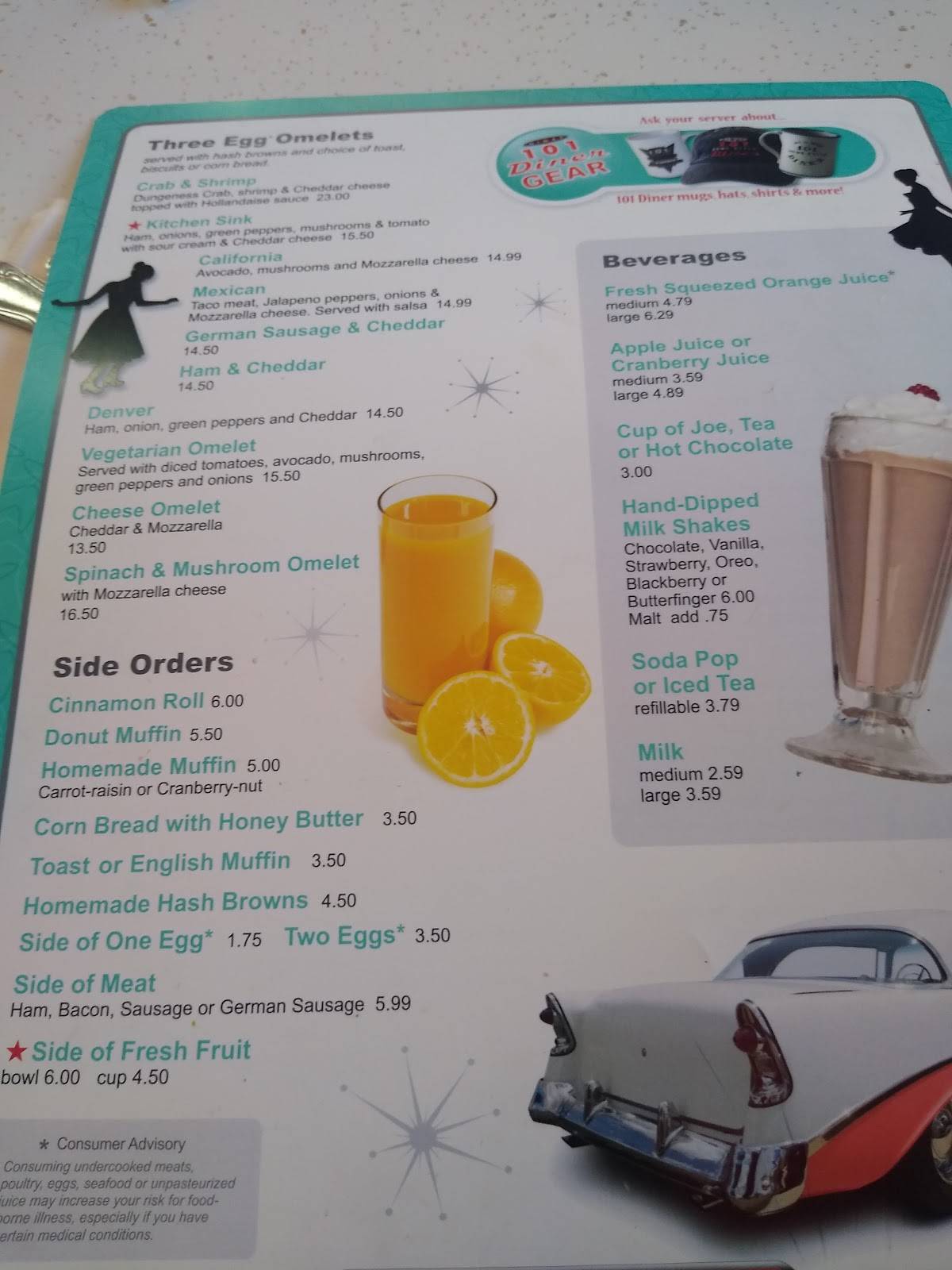 Menu at Hi-Way 101 Diner restaurant, Sequim, 392 W Washington St