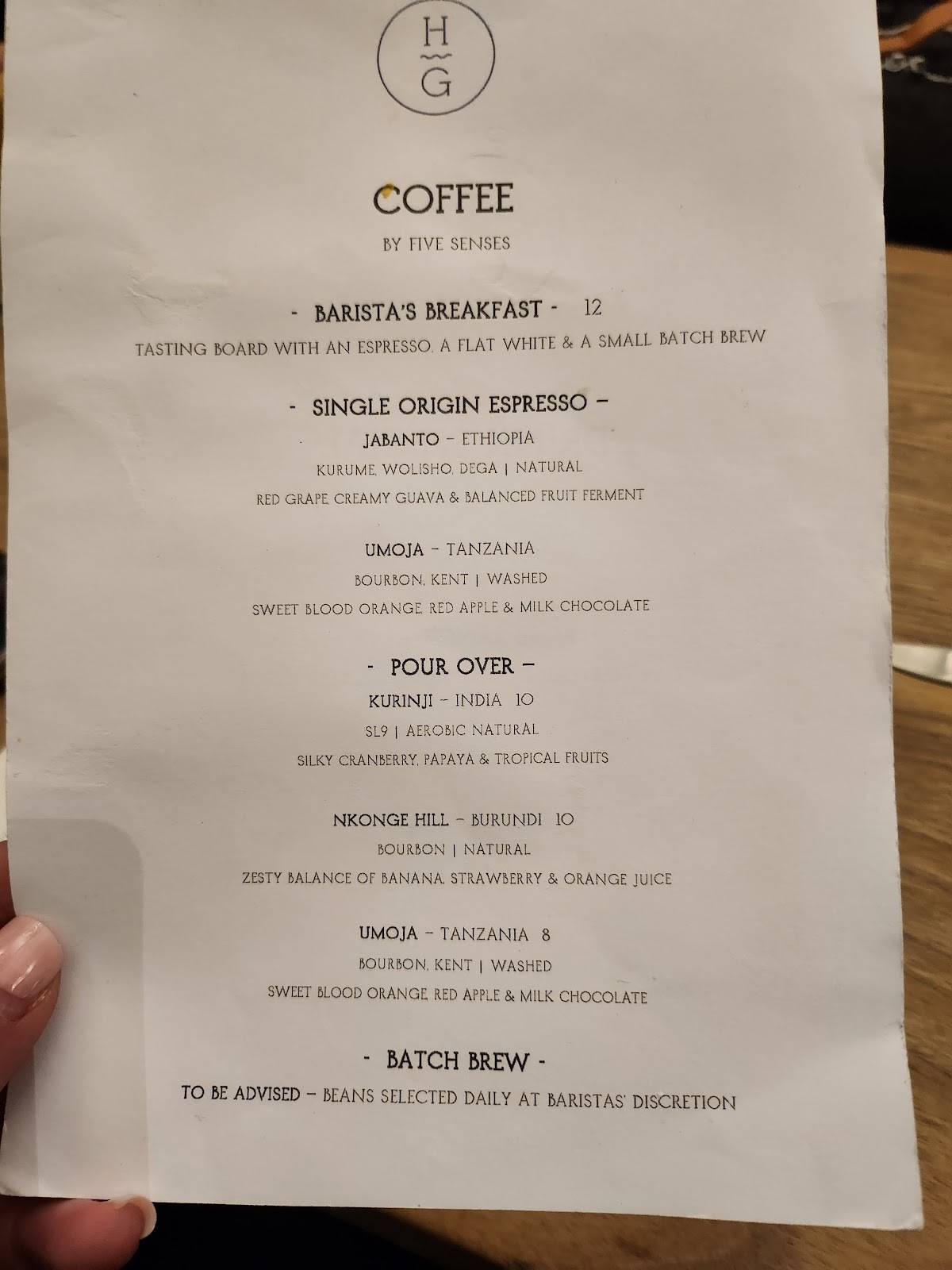 Menu at Higher Ground cafe, Melbourne