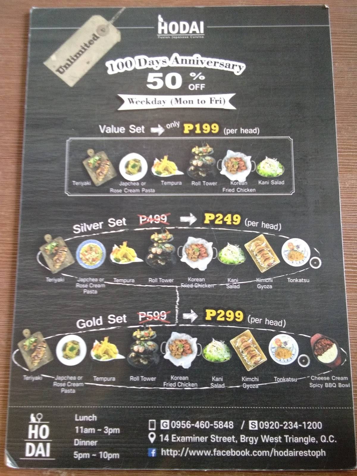 Menu at HODAI Korean BBQ & SEAFOOD Grill, Quezon City
