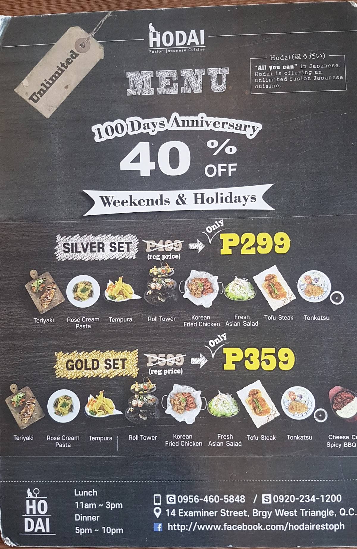 Menu at HODAI Korean BBQ & SEAFOOD Grill, Quezon City