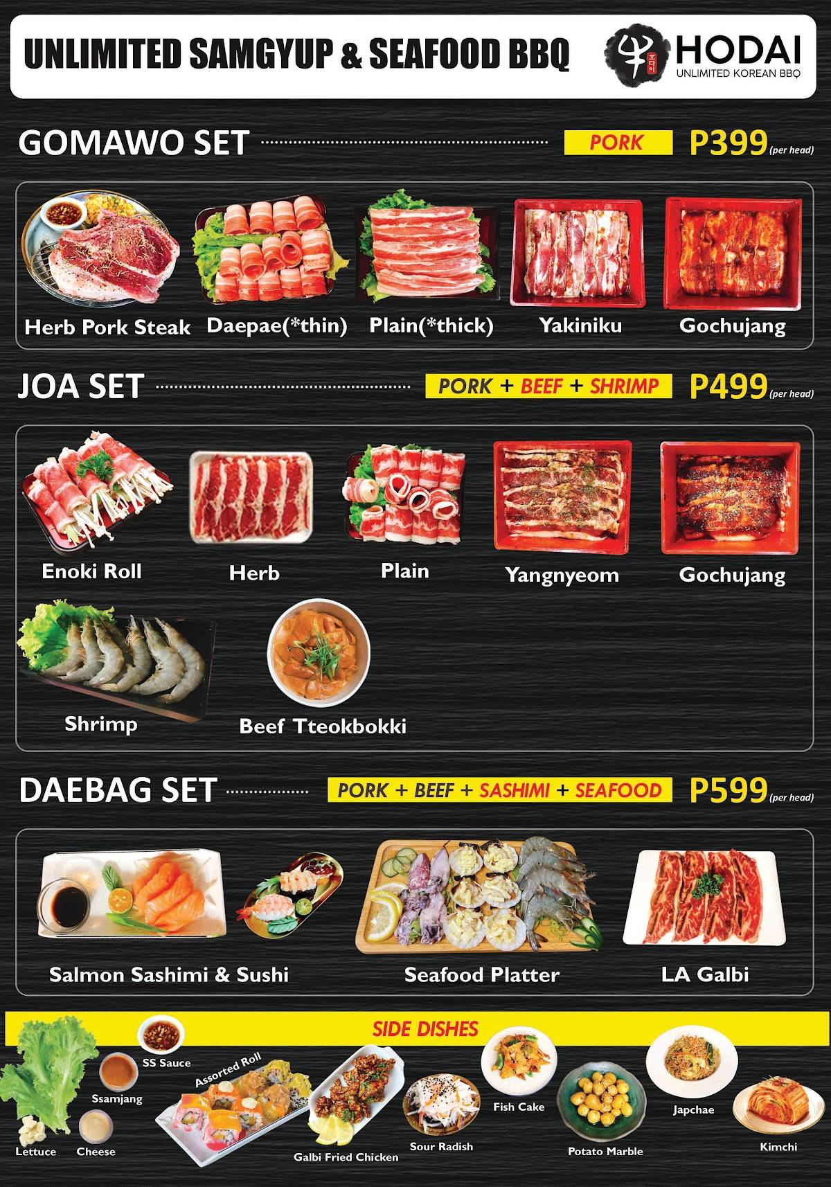 Menu at HODAI Korean BBQ & SEAFOOD Grill, Quezon City