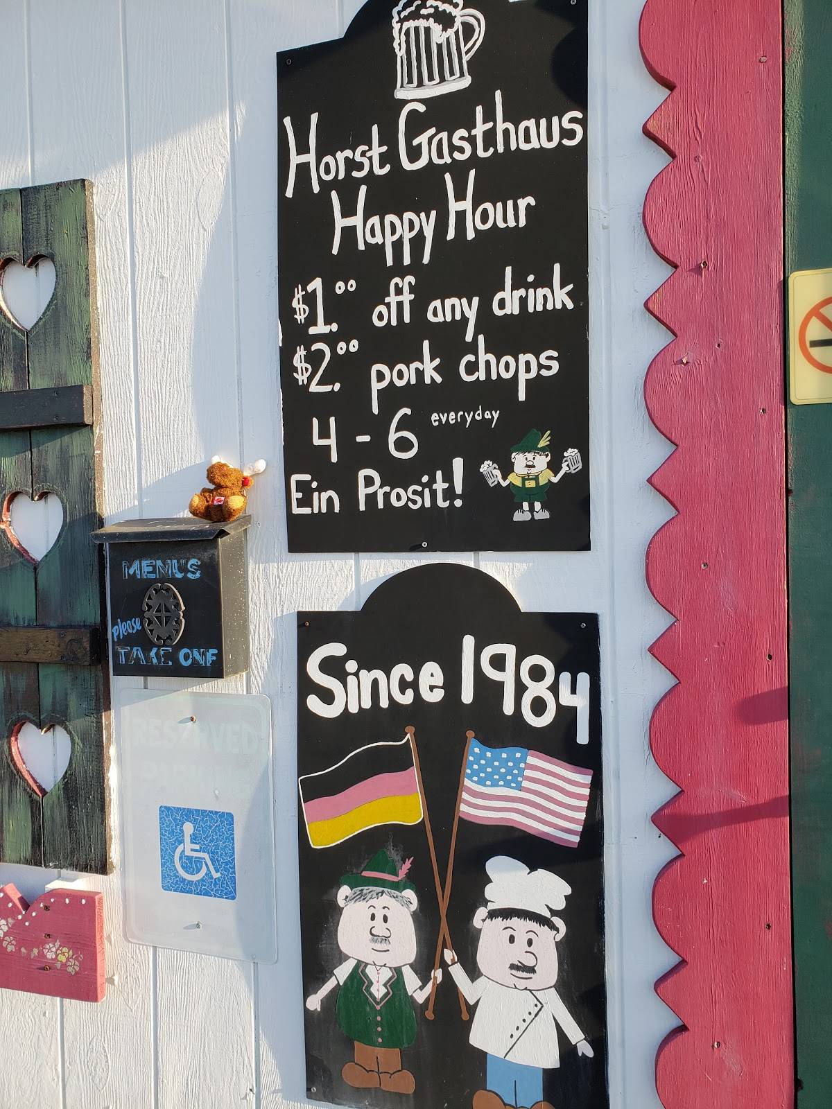 Menu at Horst Gasthaus restaurant, North Myrtle Beach
