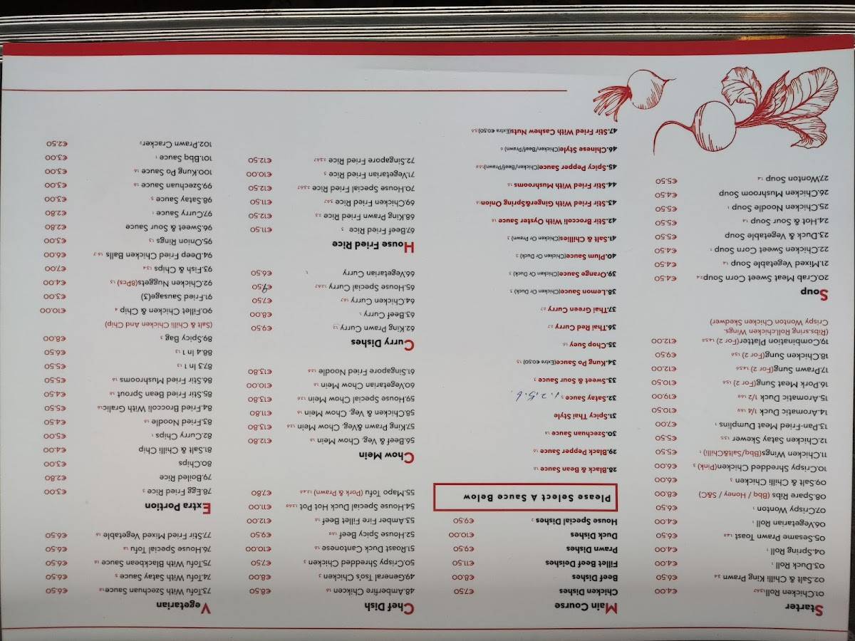 Menu at Houfu Chinese Restaurant, Adare