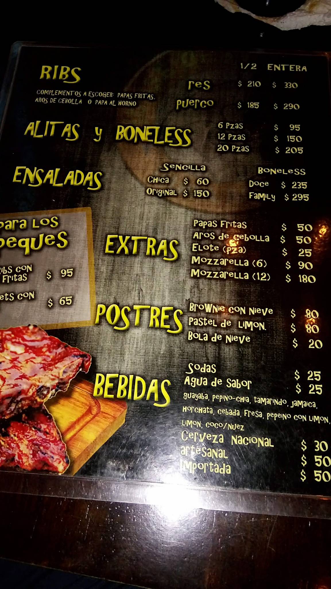 Menu at House Of Ribs BBQ, Tijuana