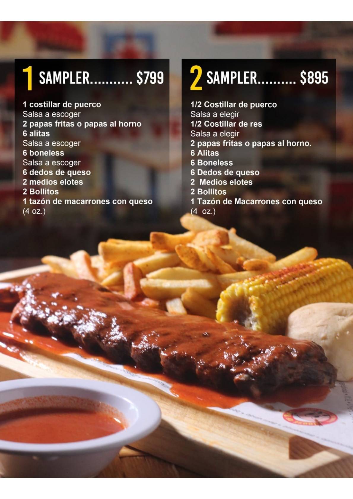 Menu at House Of Ribs BBQ, Tijuana