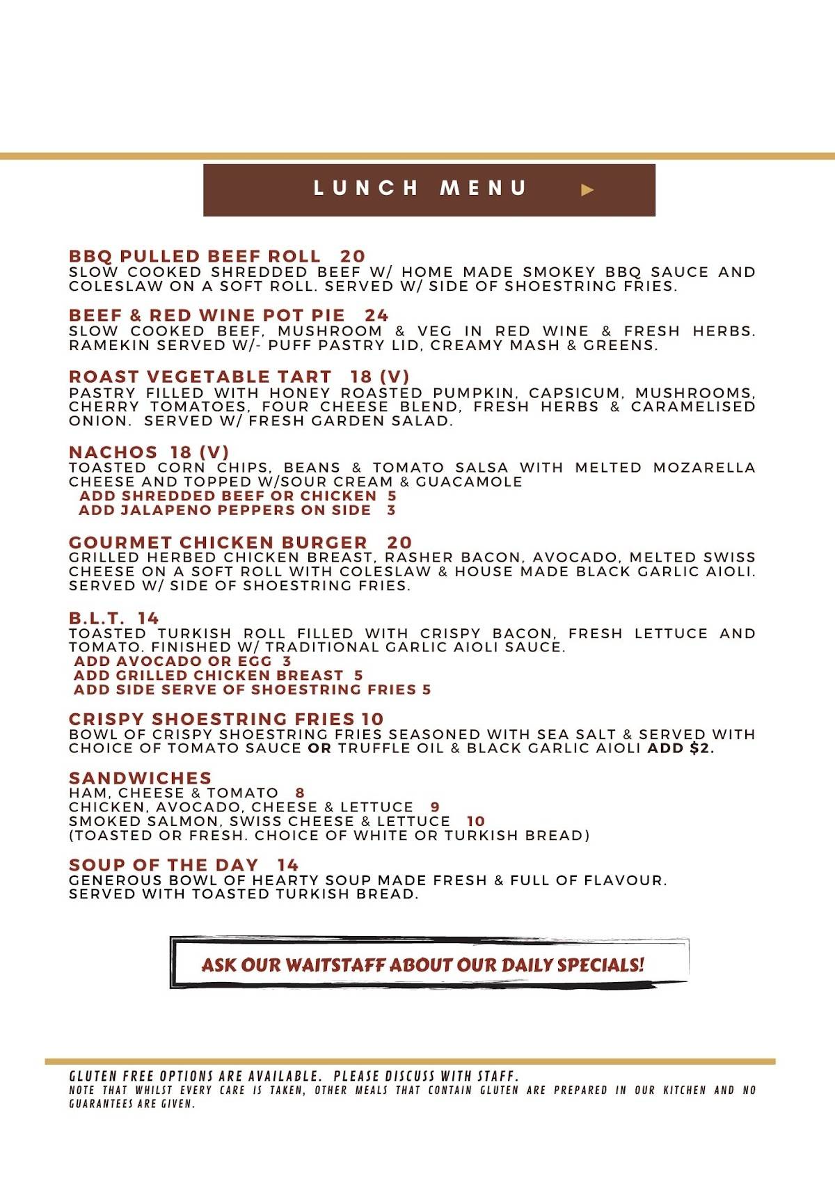 Menu at Idle In Cafe, Nana Glen