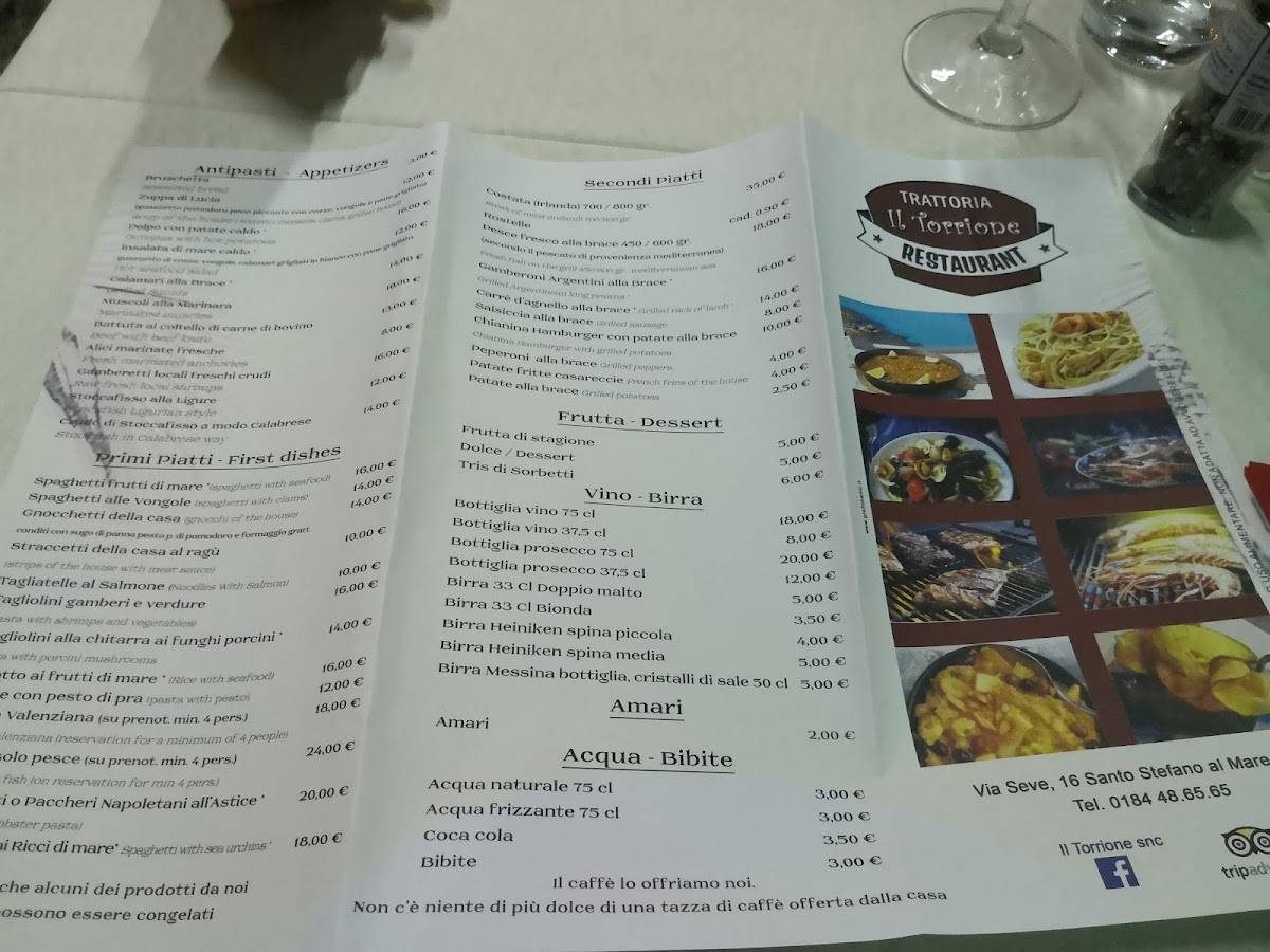 Menu da Ristorante Il Torrione, Santo Stefano al Mare