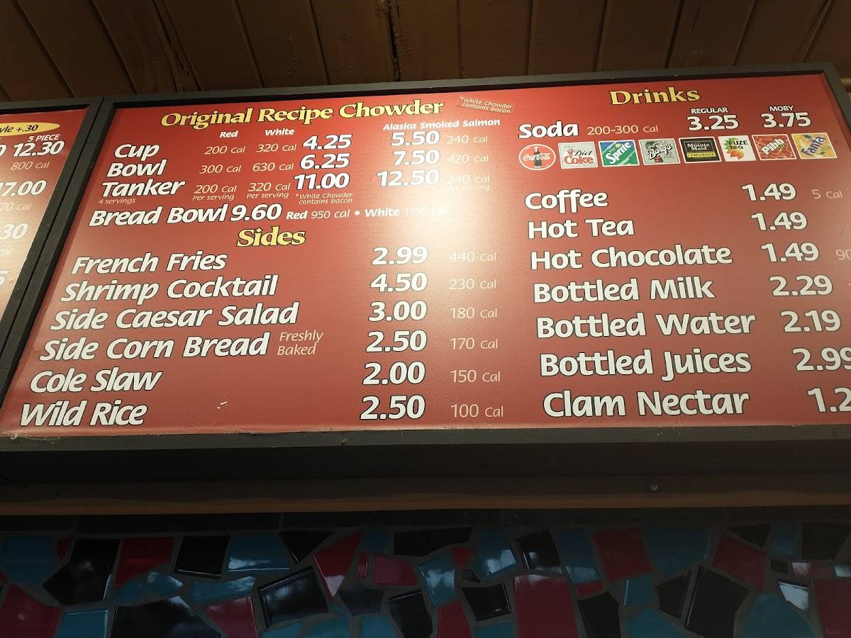 Menu at Ivar's Salmon House restaurant, Seattle