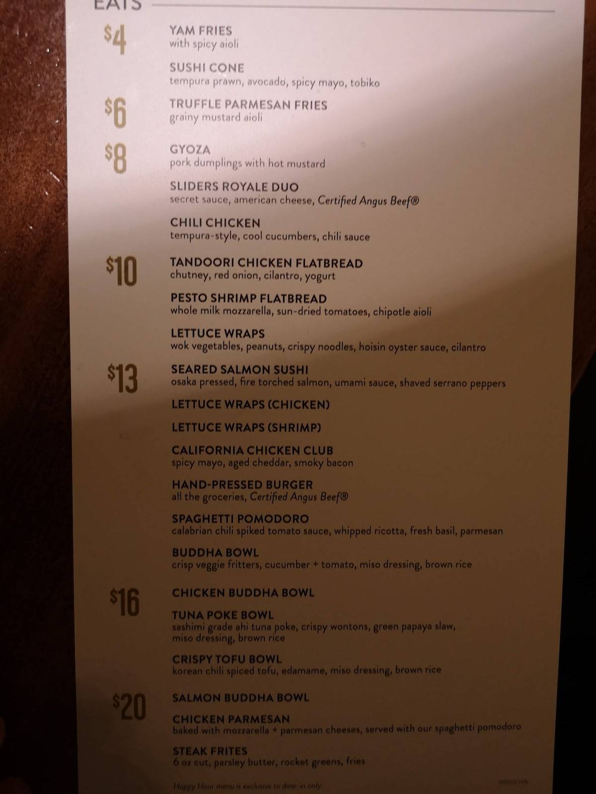 Menu at JOEY Chinook restaurant, Calgary, Macleod Trail SW #100A