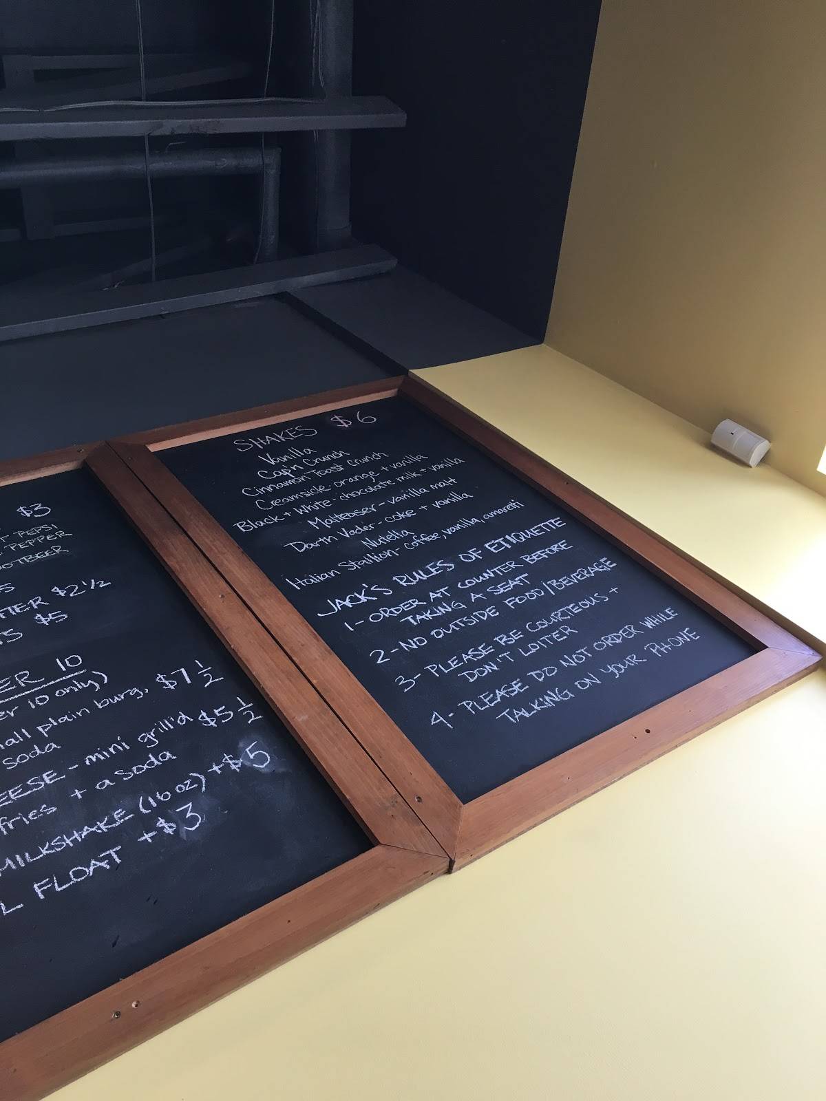 Menu at Jack's Burger Shack restaurant, St. Albert