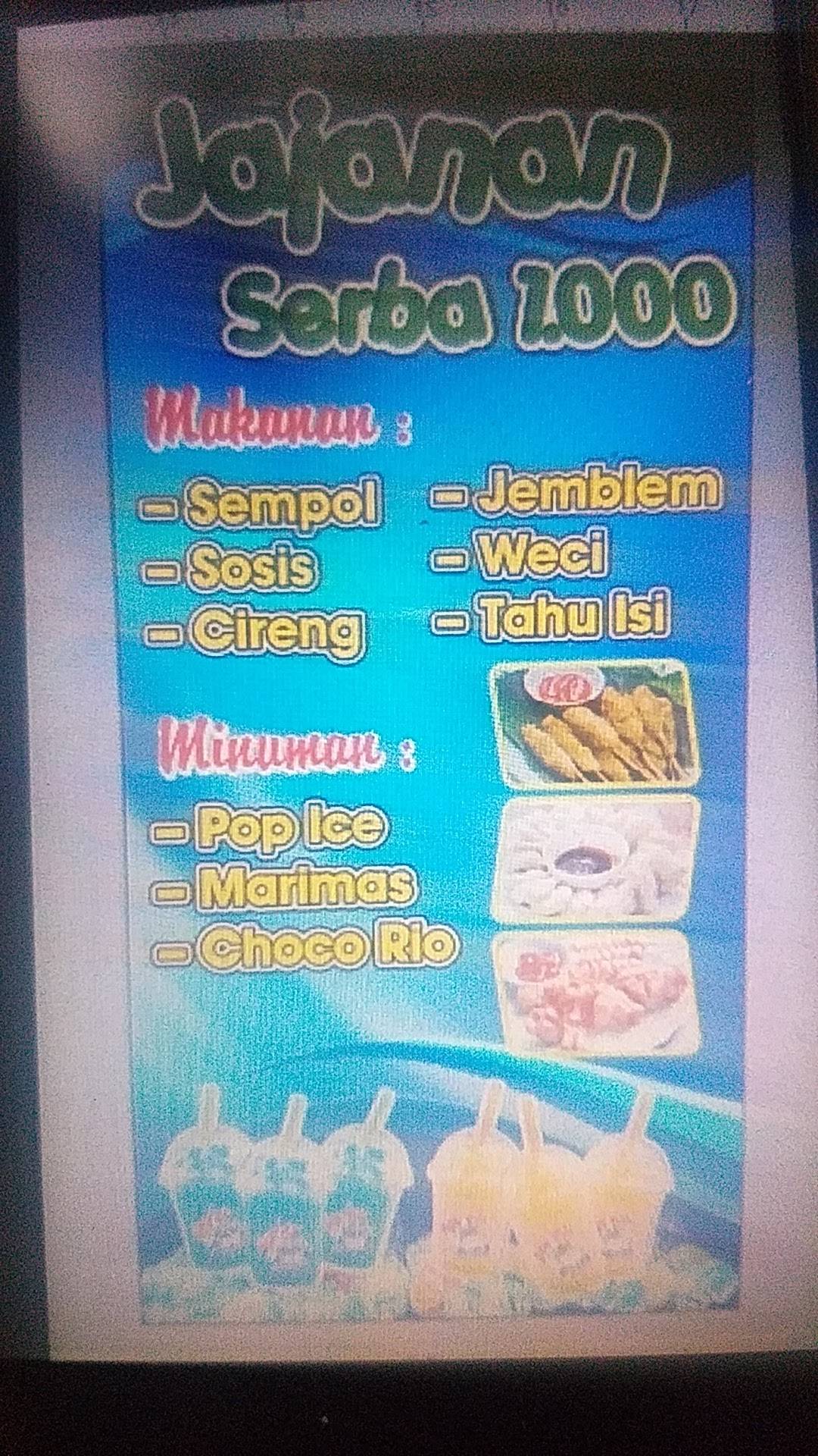 Menu at Pusat es belang, Jeblog