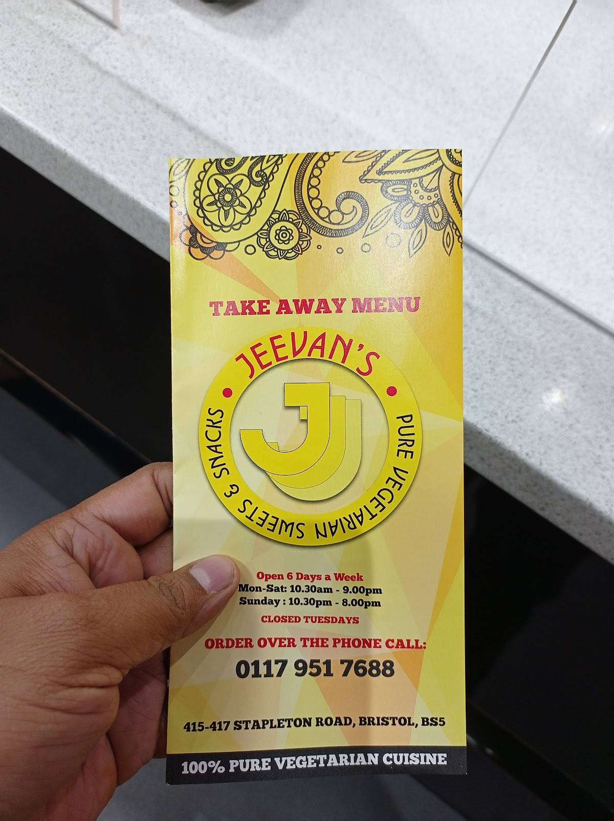 Menu at Jeevan Sweets restaurant, Bristol