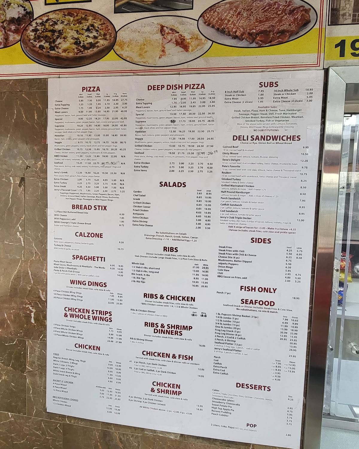 Menu at Jerry's Pizza and Barbecue, Detroit