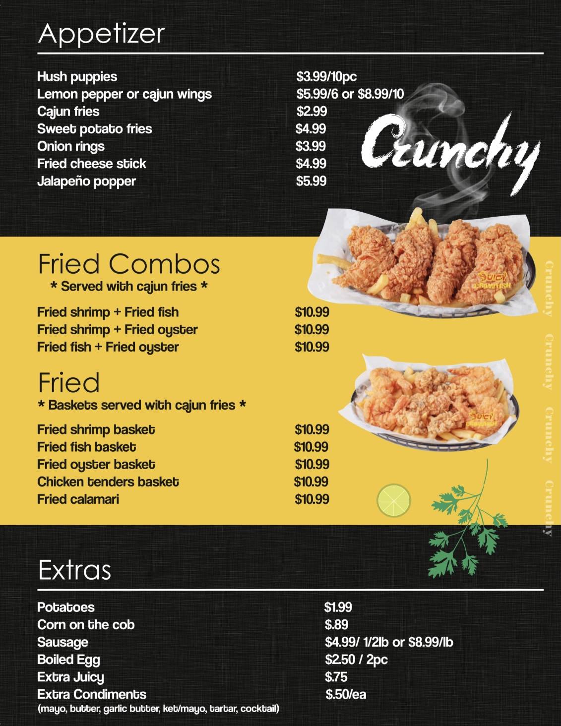 Menu at Juicy Crawfish & Seafood restaurant, College Station