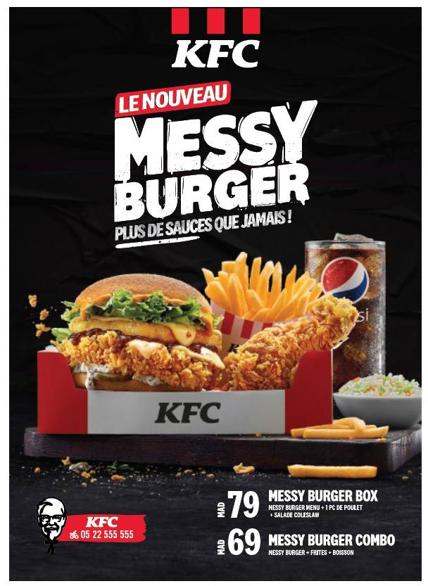 Menu au KFC restaurant, El Jadida