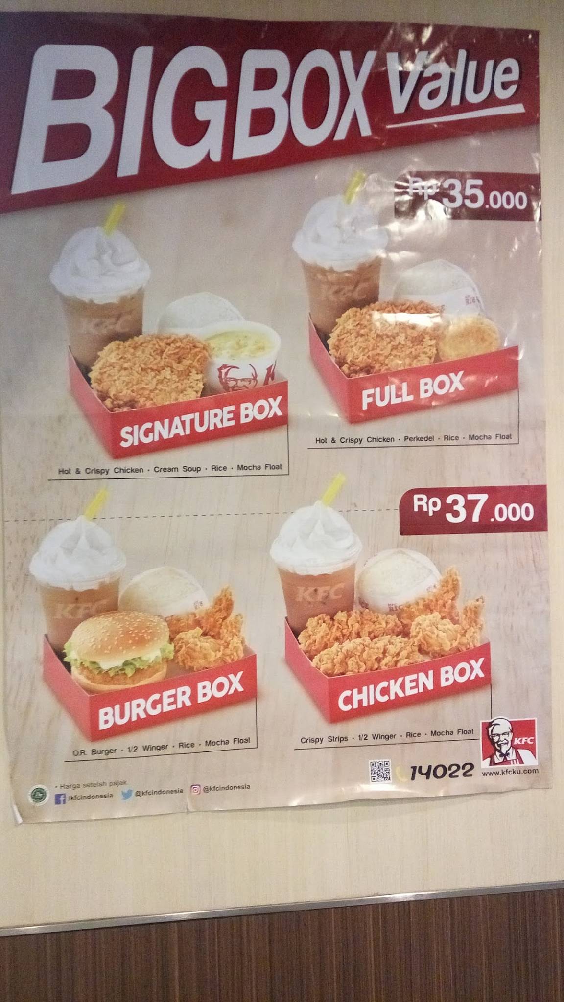 Carta del restaurante KFC - Rawamangun Square, Yakarta Oriental