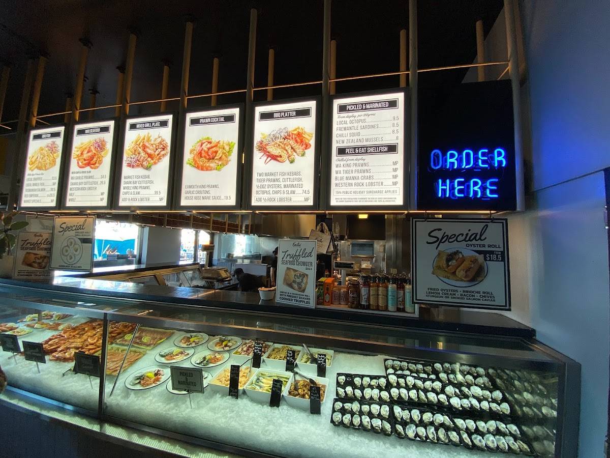 Menu at Kailis Fishmarket Cafe, Fremantle