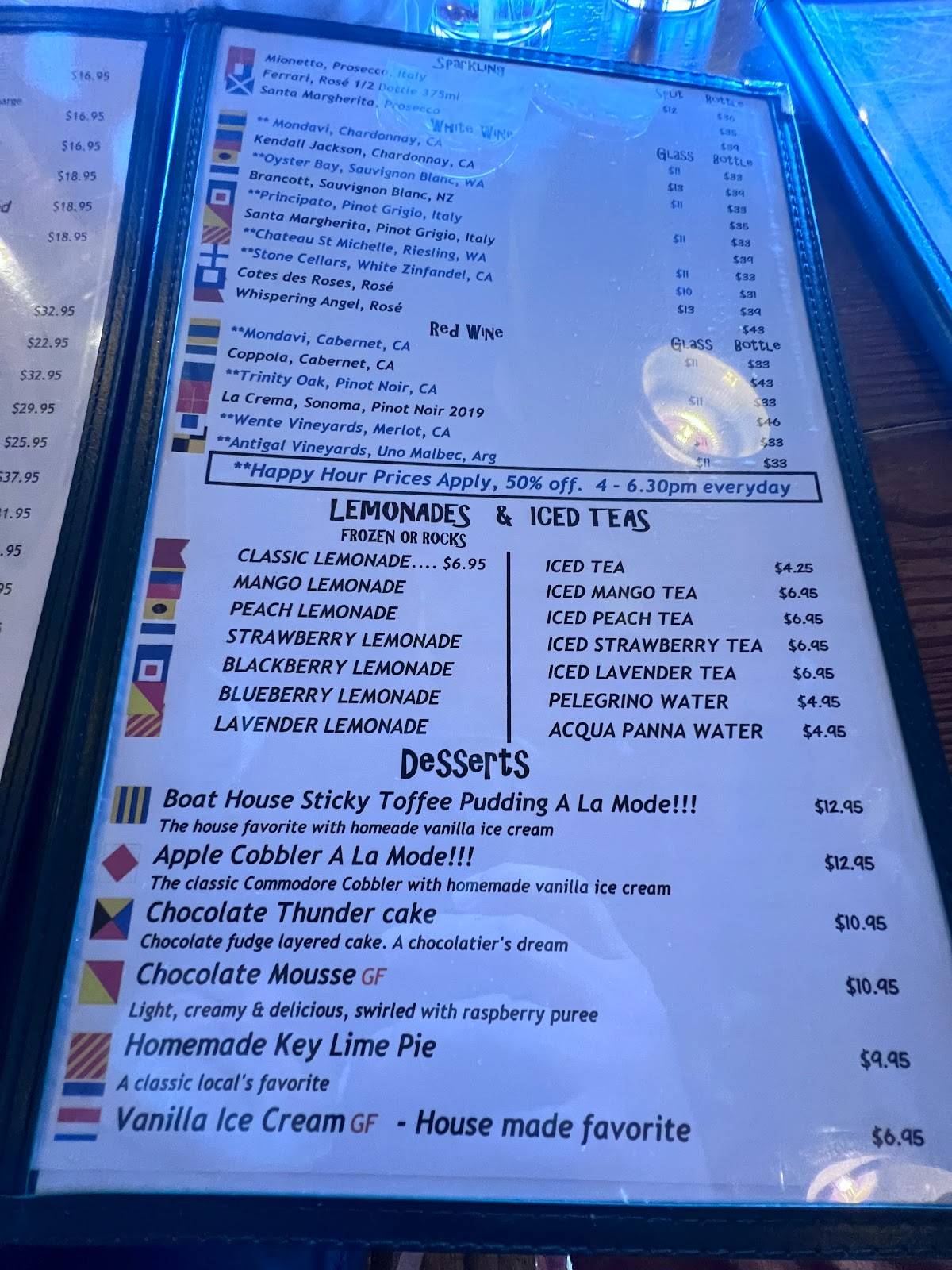 Menu at Boat House Bar & Grill, Key West, 220 Margaret Street
