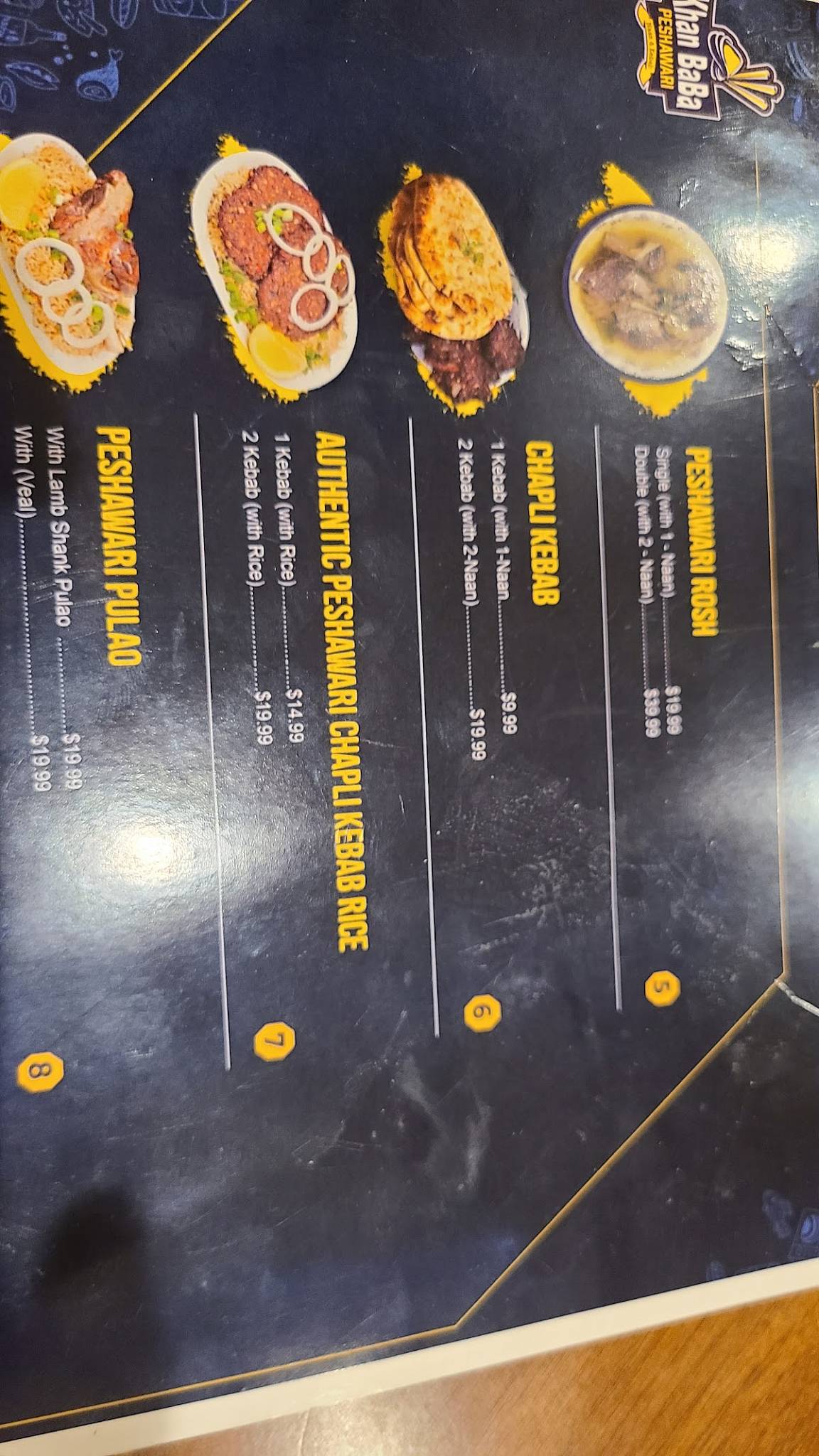 Menu at Khan Baba Peshawari restaurant, Vaughan, Hwy 7 #1