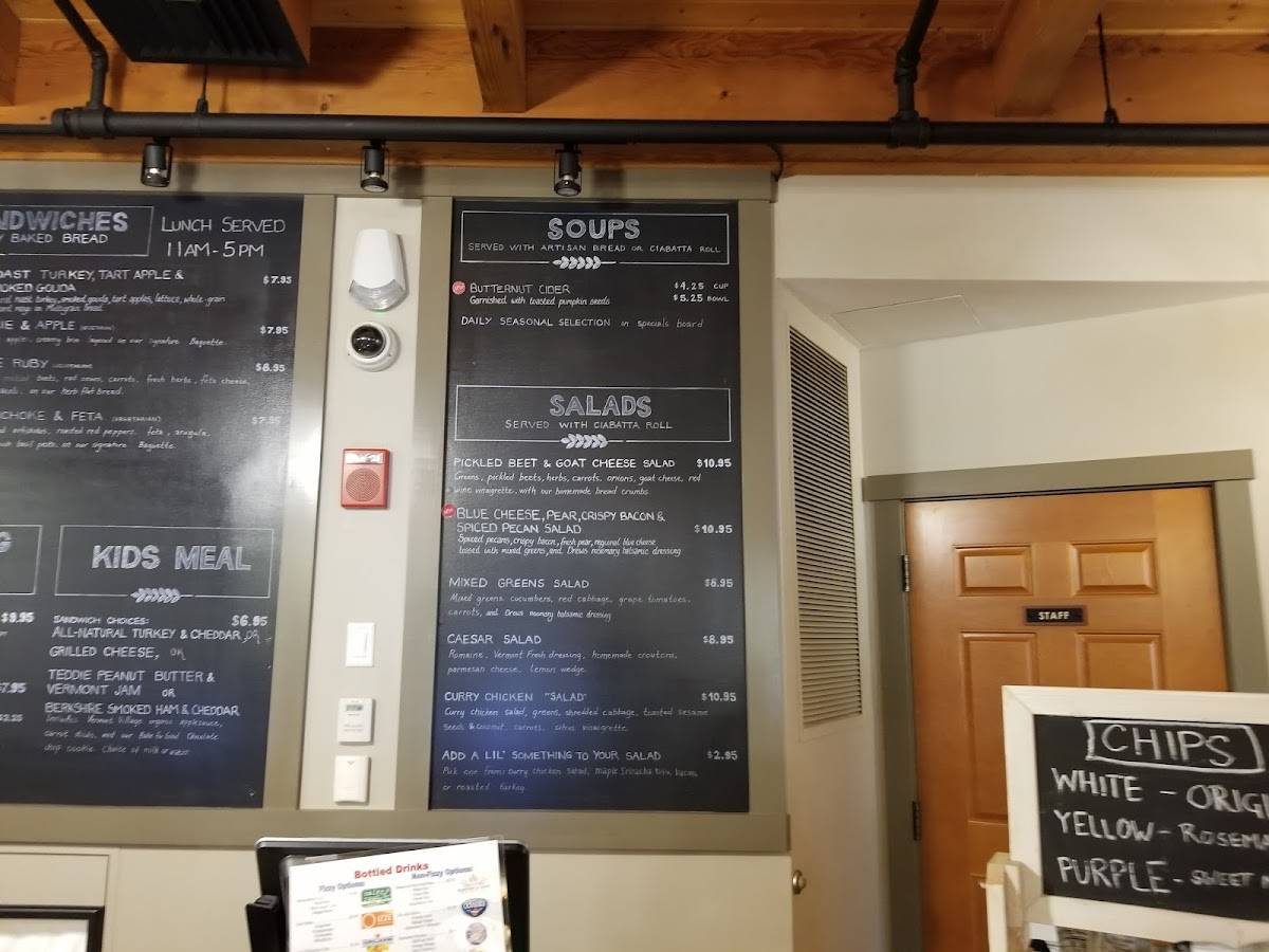 Menu at King Arthur Baking Company cafe, Norwich