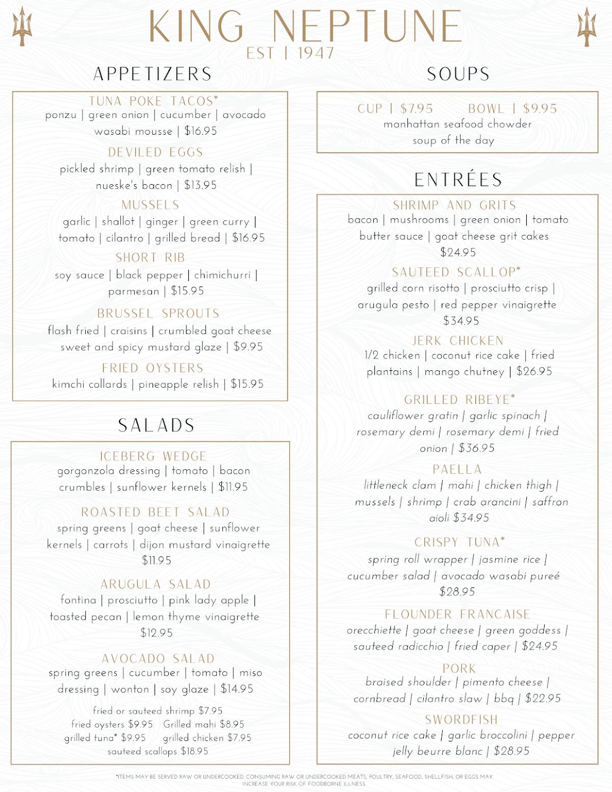 Menu at King Neptune Restaurant, Wrightsville Beach