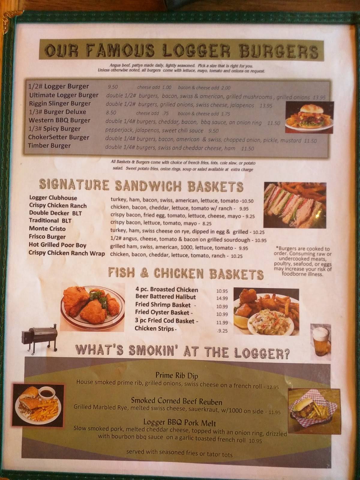 Menu at The Logger Restaurant, Knappa
