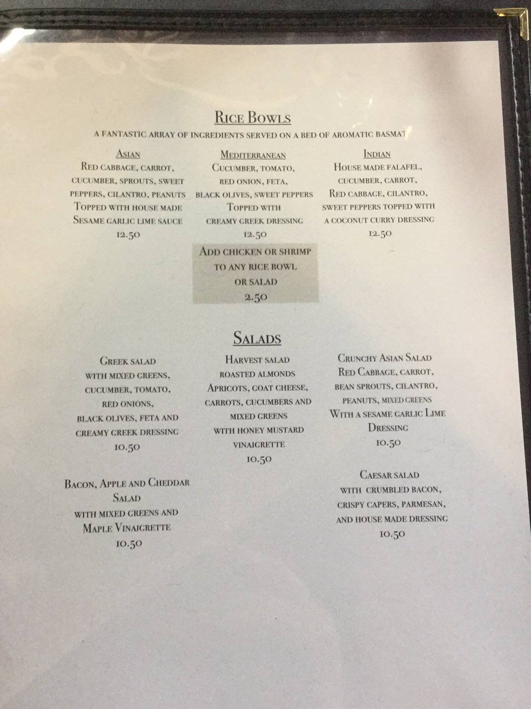 Menu at Knocks Cafe, Sussex