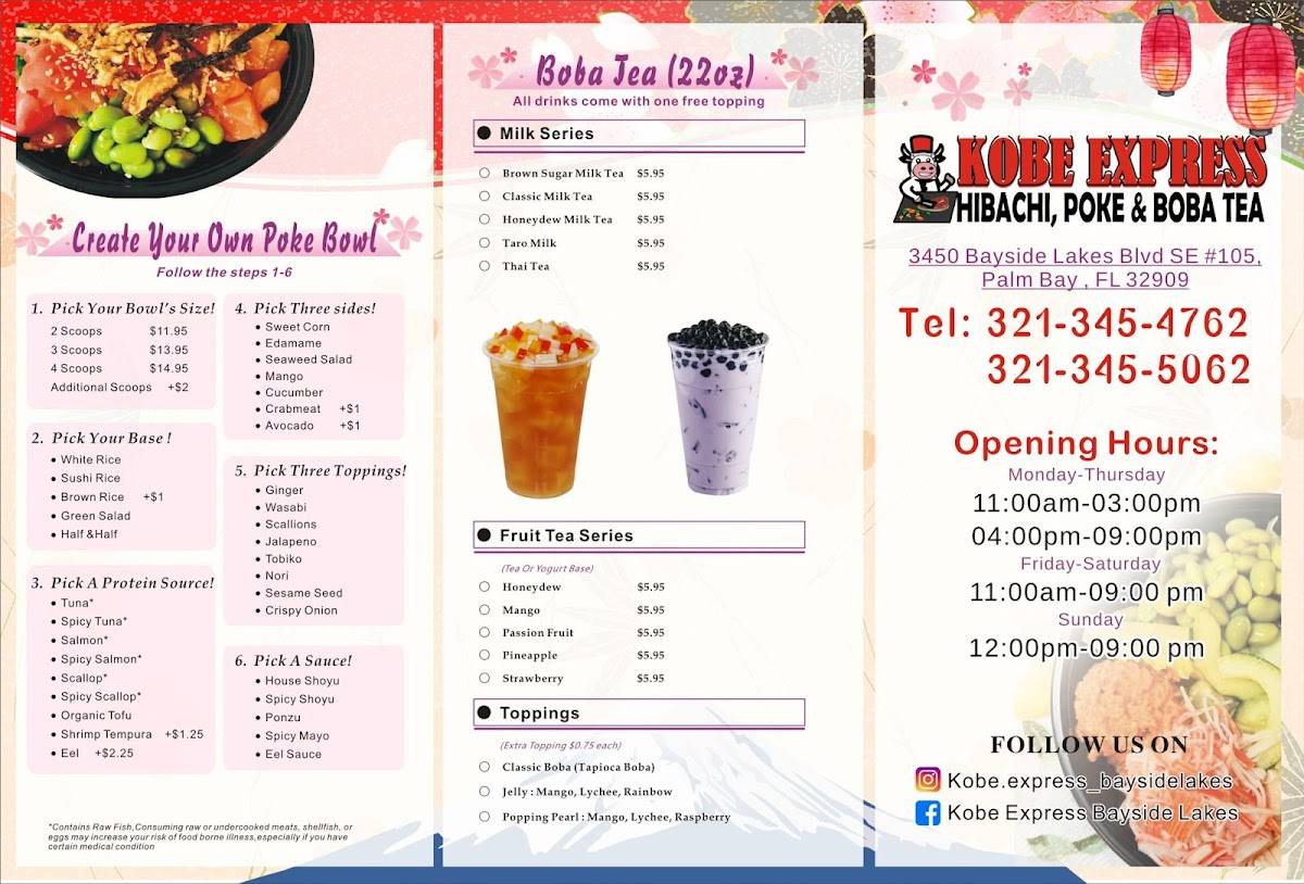 Menu at Kobe Express Bayside Lakes restaurant, Palm Bay