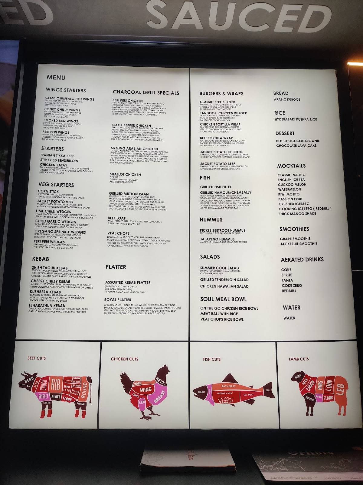 Menu at The Grillax Lulu Mall Kochi, Kochi