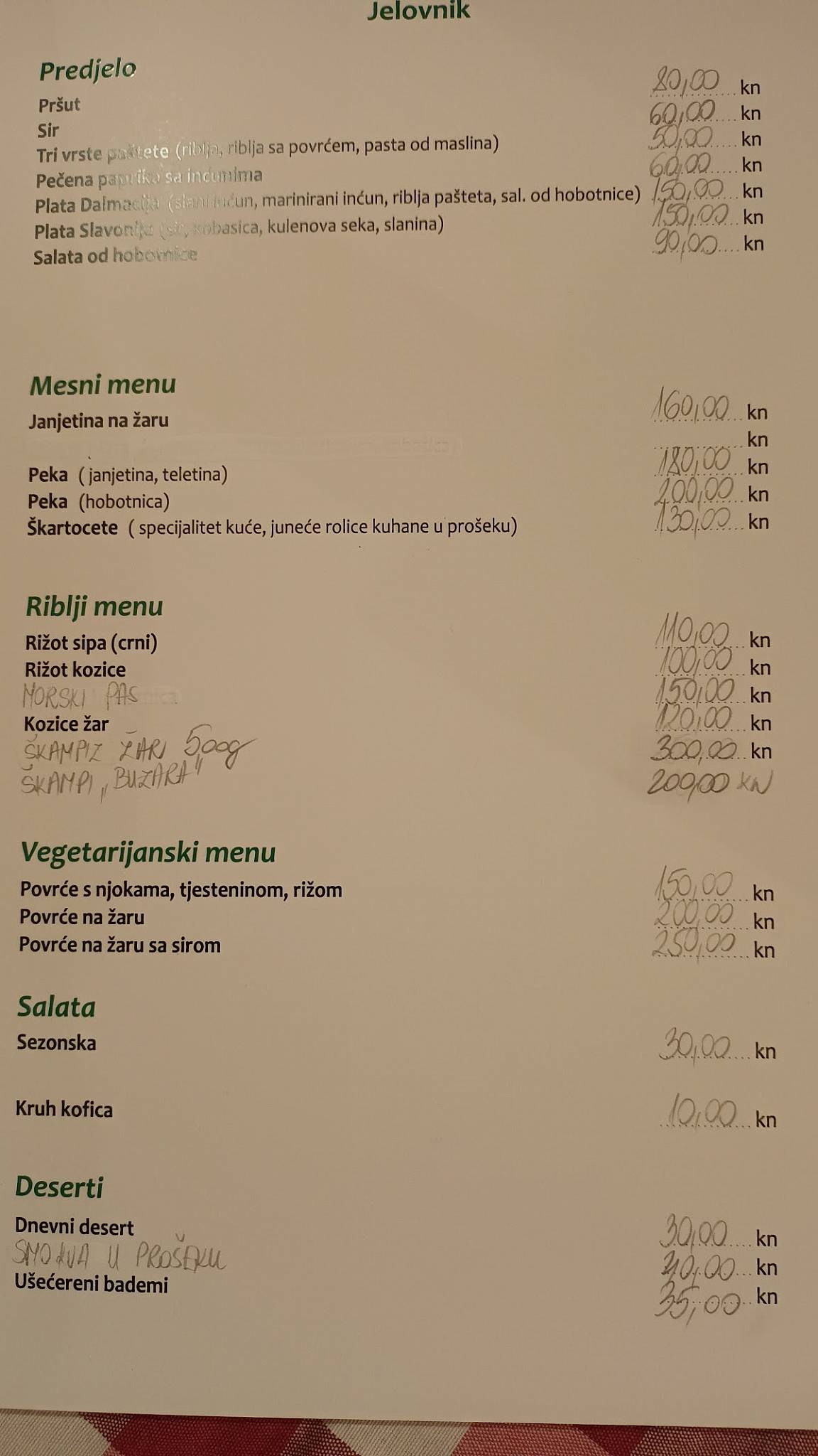Menu at Konoba Maslina Vrisnik restaurant, Jelsa, Vrisnik 131 Vrisnik